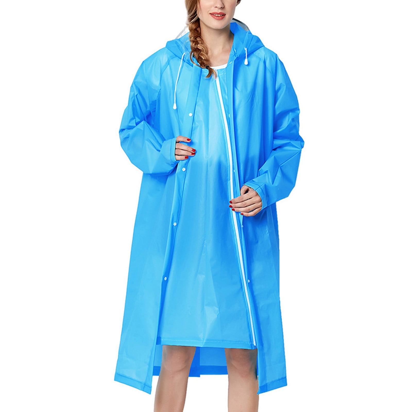 EUDIDV Lightweight Raincoat Long Transparent Men Women Hooded Jacket ...