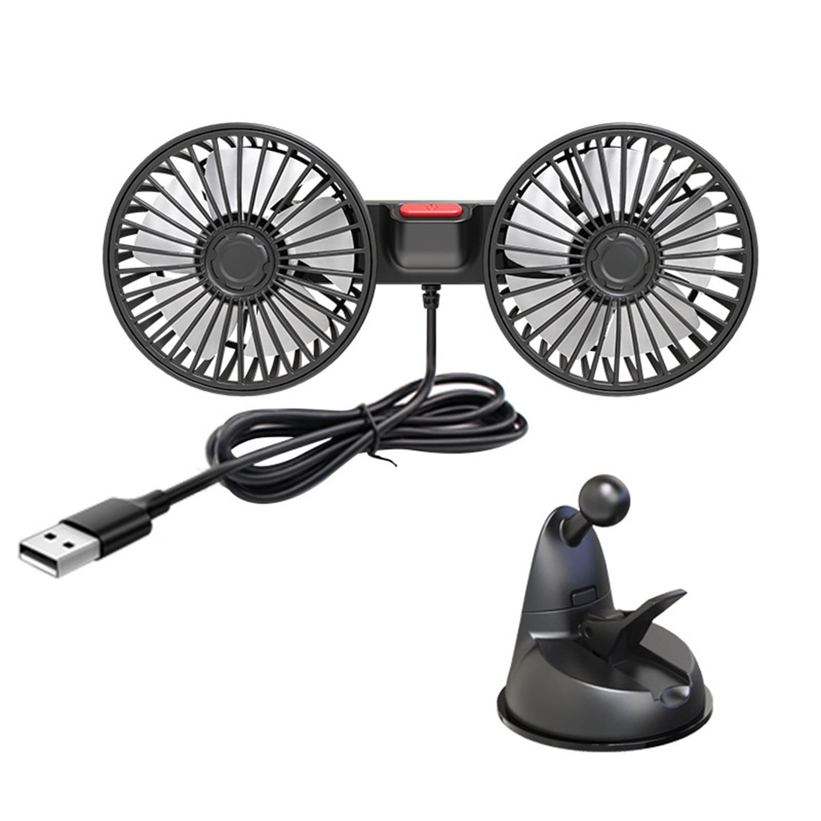 EUDIDV Mini Fan Portable Suction Cup Double Head Car Mounted Fan USB ...