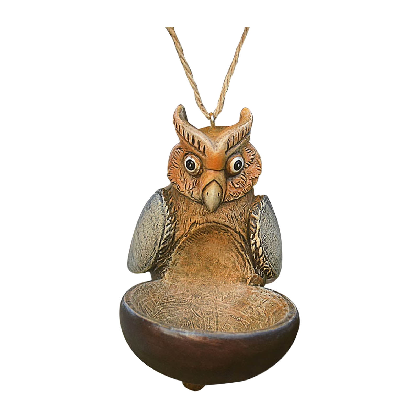 EUDIDV Pet Feeding Tools Bird Feeders Resin Crafts Owl Shaped Outdoor ...