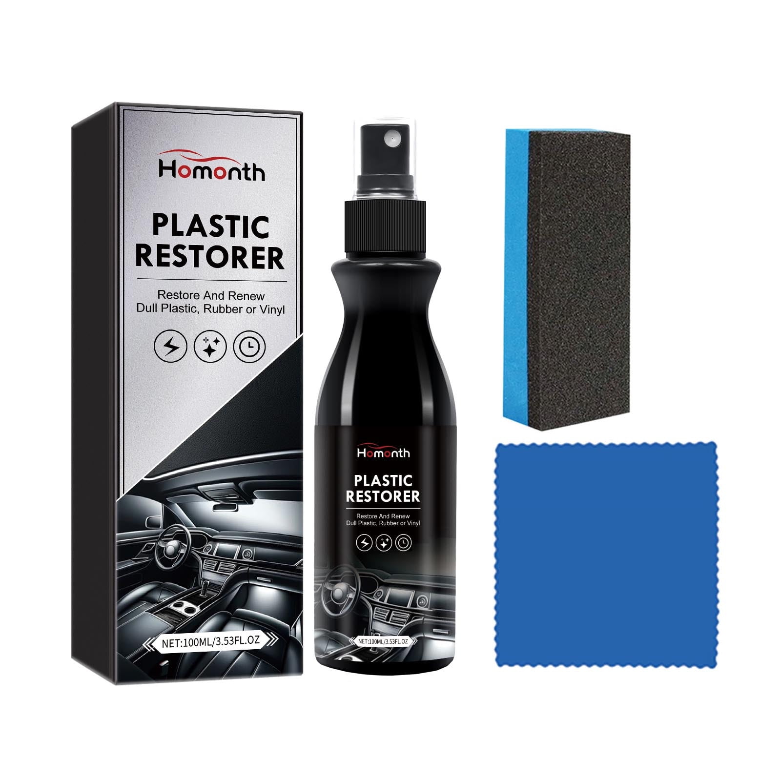 EUDIDV Plastic Restorer For Cars Shines Protects Plastic Rubber Leather ...