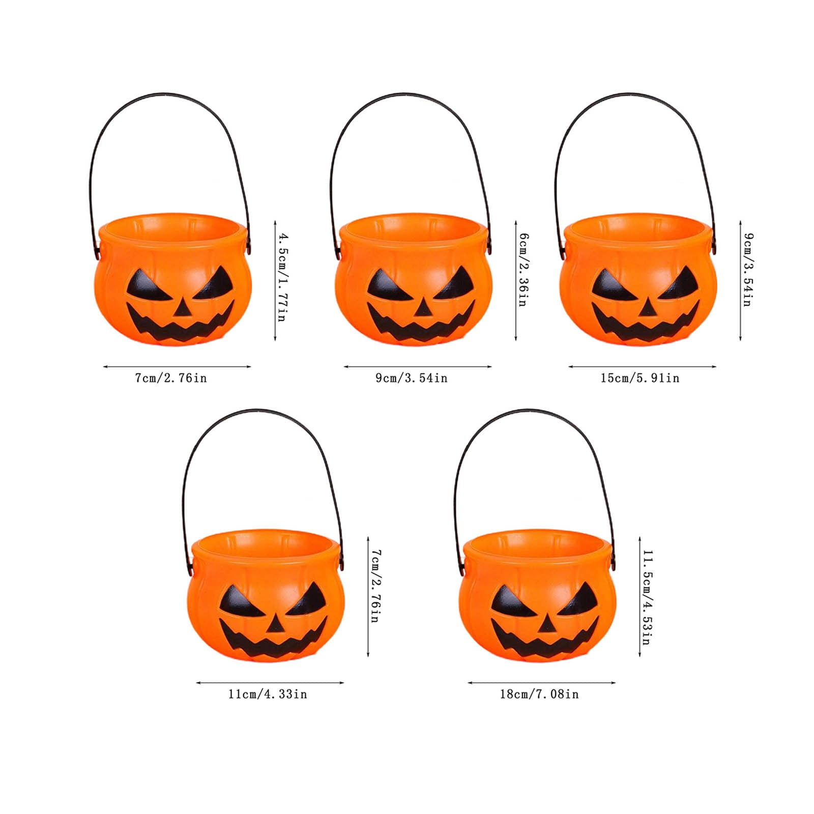 EUDIDV Pumpkin Bucket Candy Bucket Halloween Plastic Pumpkin Jar ...