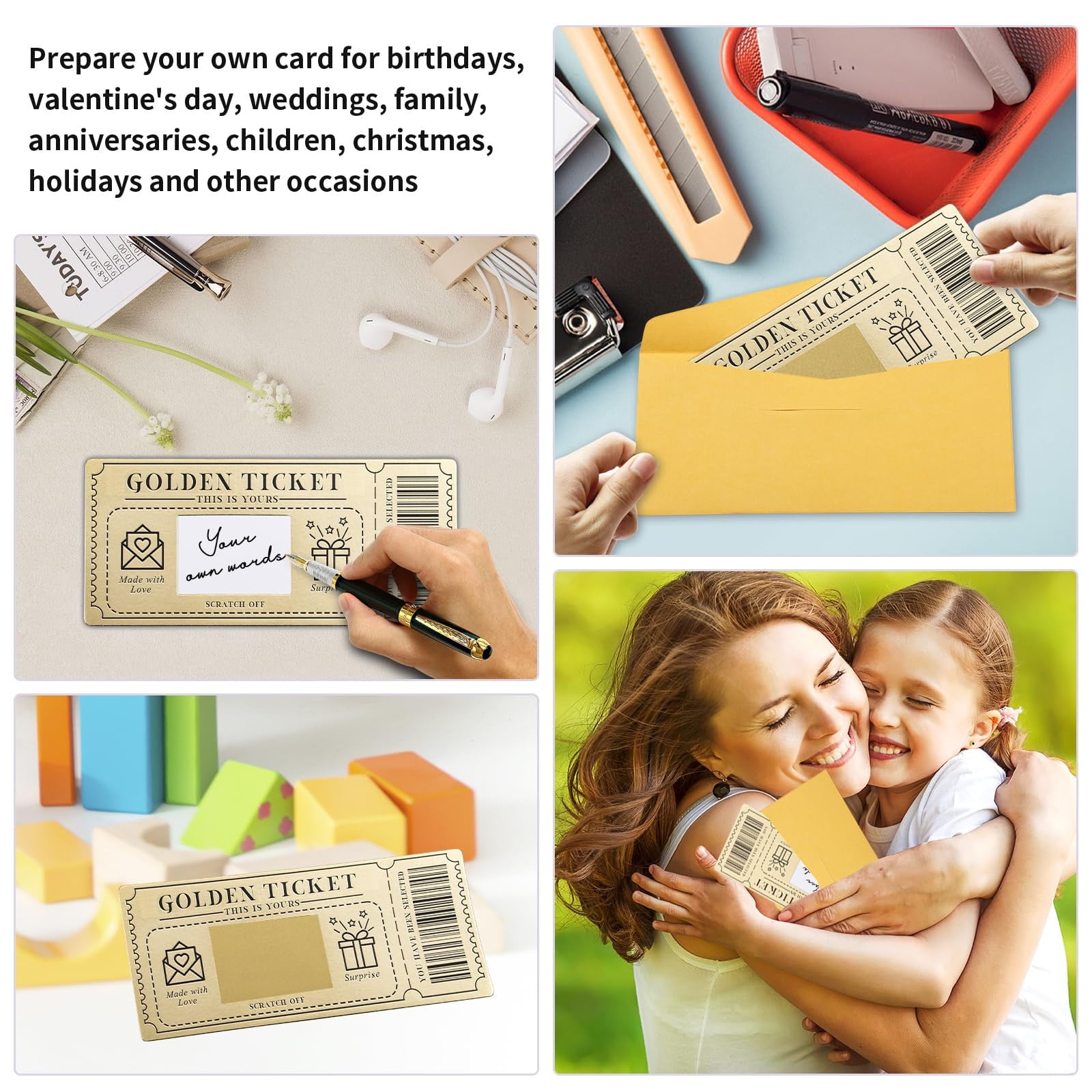 EUDIDV Romantic Presents Golden Tickets Scratch-off Cards With ...