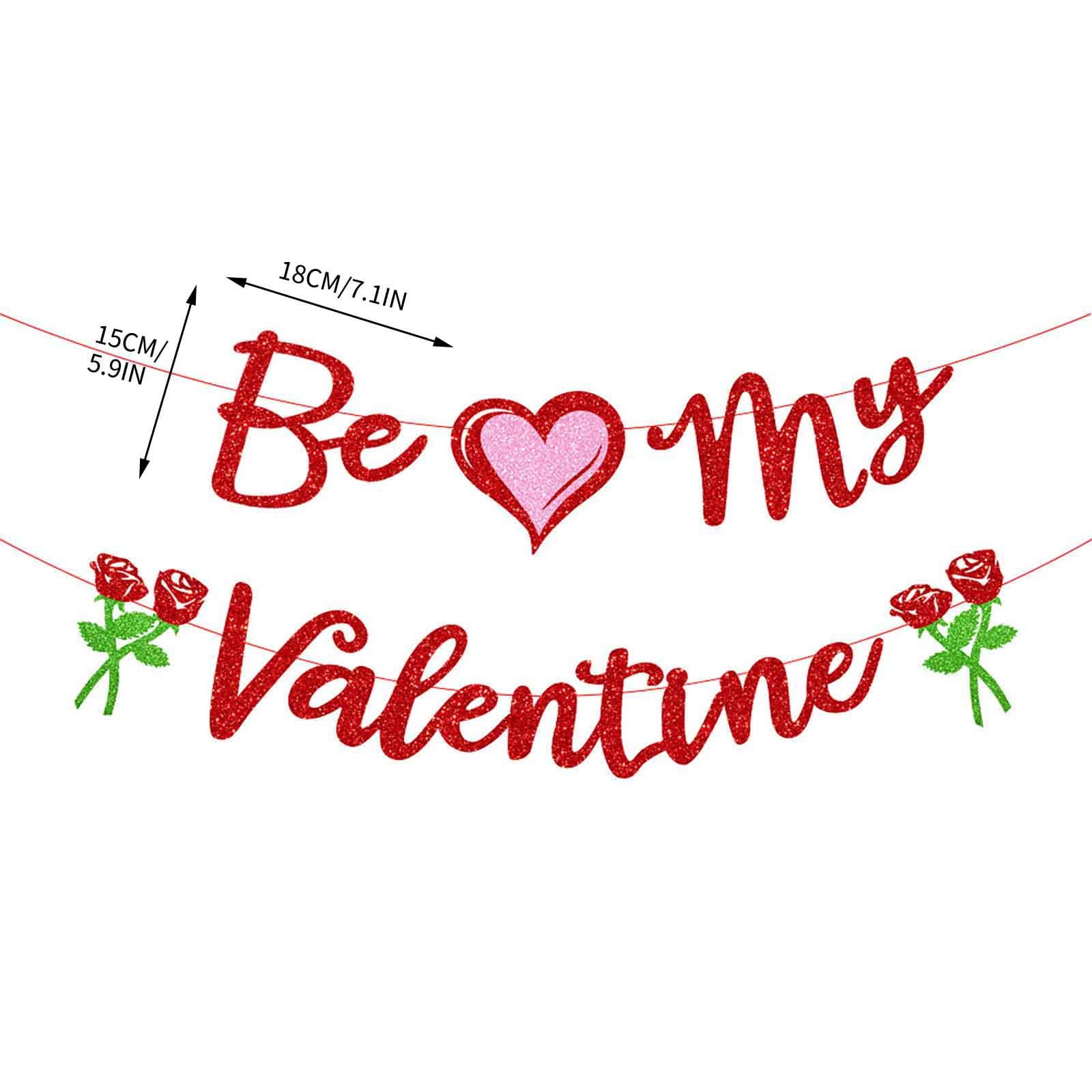 EUDIDV Romantic Presents Love Flag Banner Rose Decoration Valentine's ...