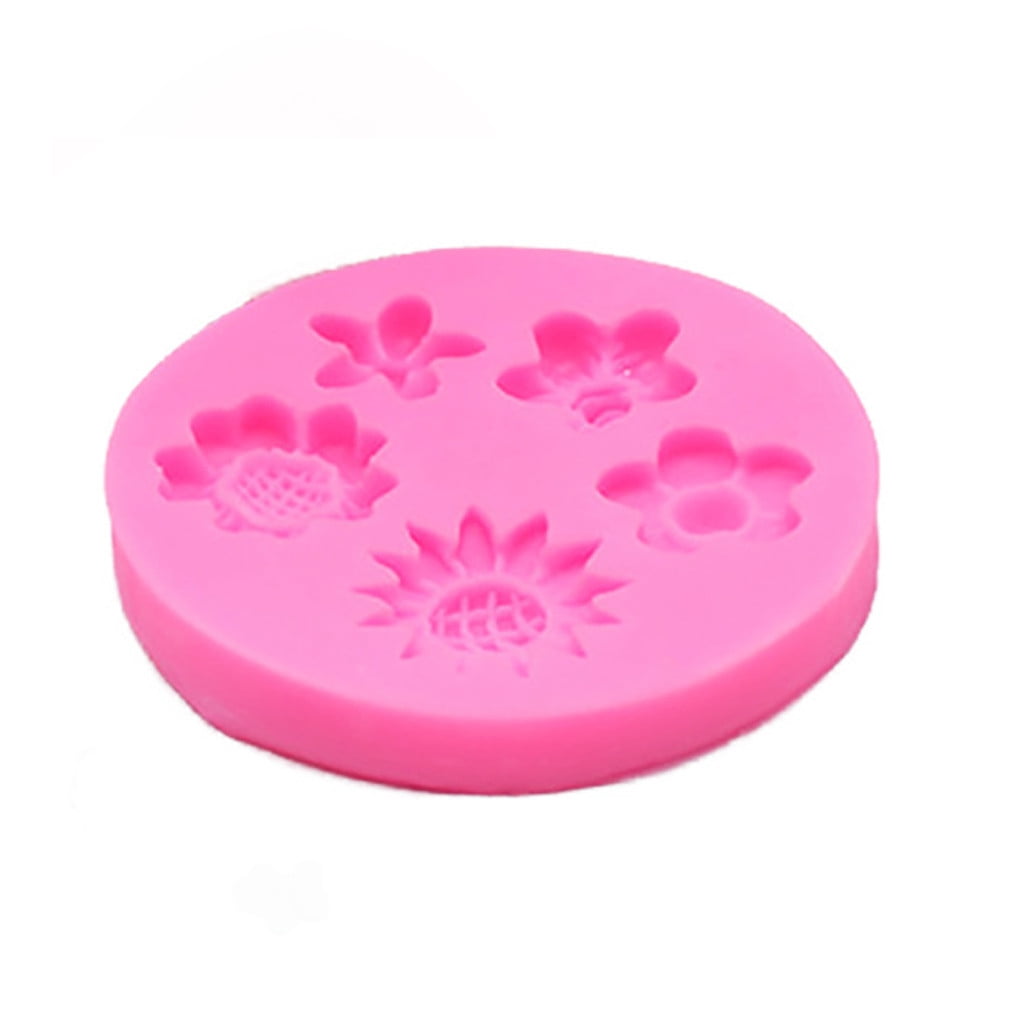 EUDIDV Silicone Bundt Cake Mold Five-Hole Flower Fondant Icing Mould ...