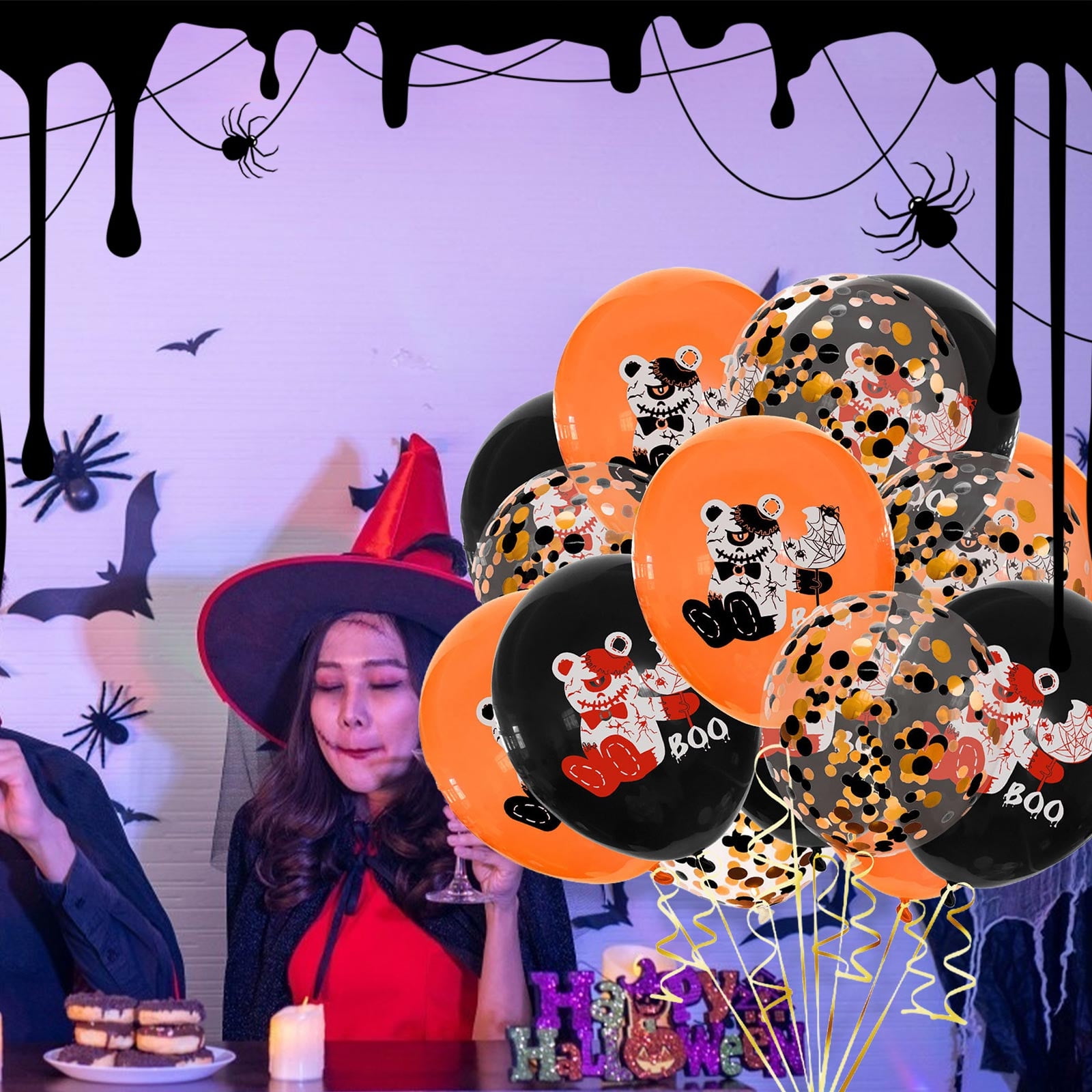 EUDIDV Spooky Ornaments 15 Horror Doll Confetti Emulsion Balloons ...