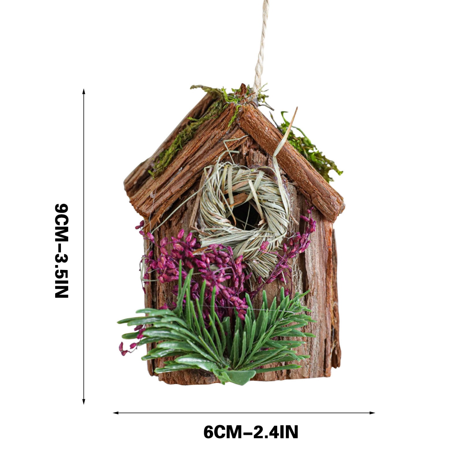 EUDIDV Xmas Decor Items Wooden Bird Nests House Decorations Moss Bark ...