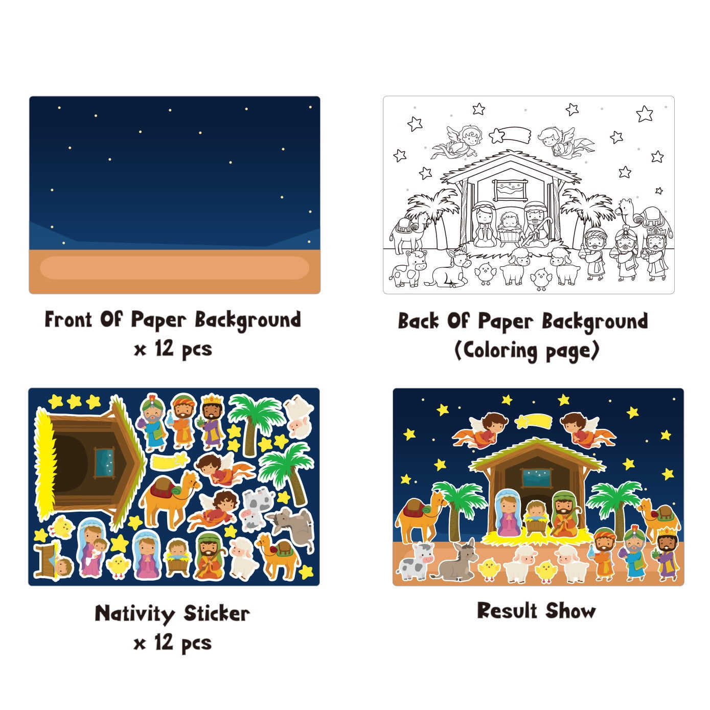 EUDIDV Xmas Ornaments Children's Diy Christmas Nativity Scene Stickers ...