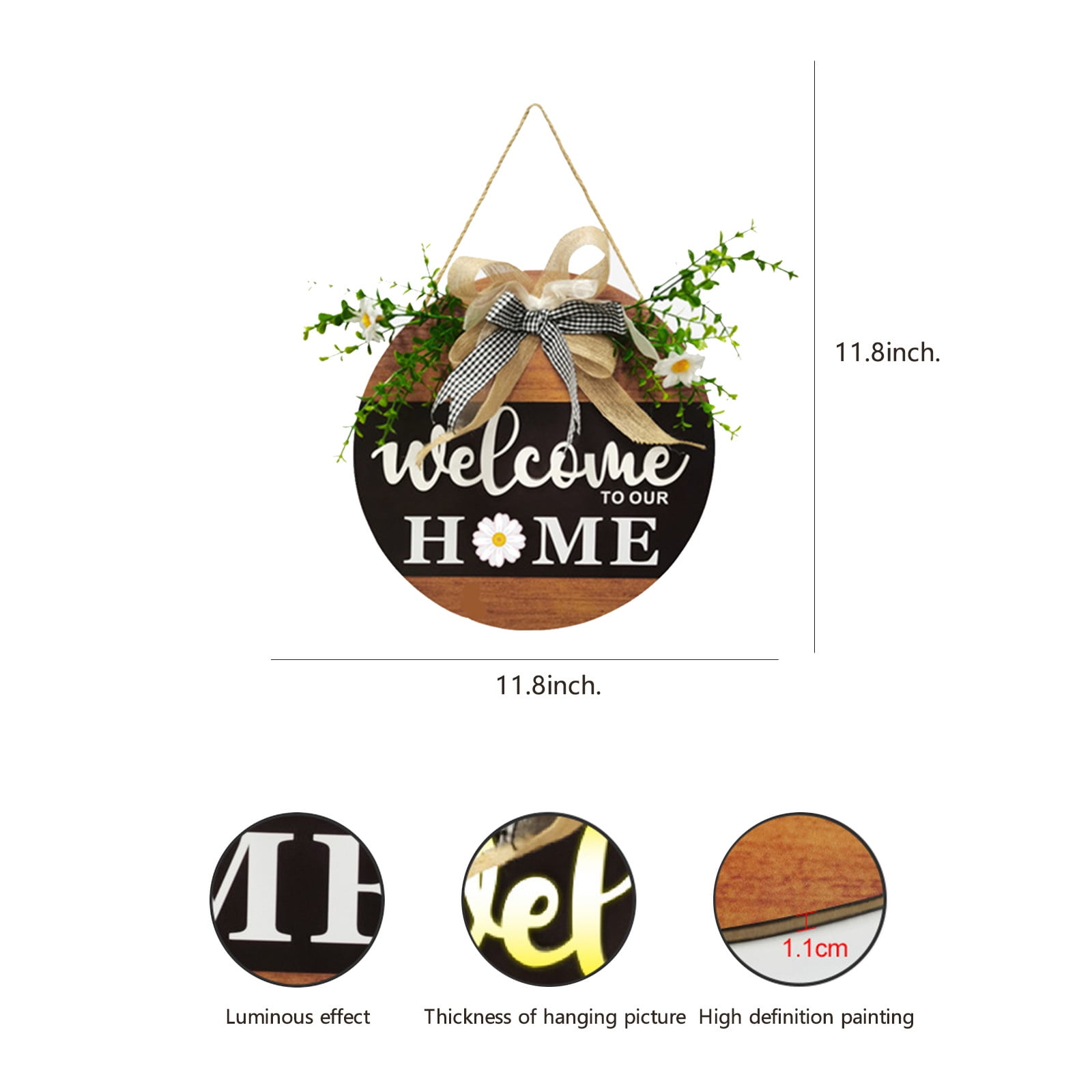 EUDIDV Xmas Tree Decor Interchangeable Welcome Sign Wreaths With LED ...