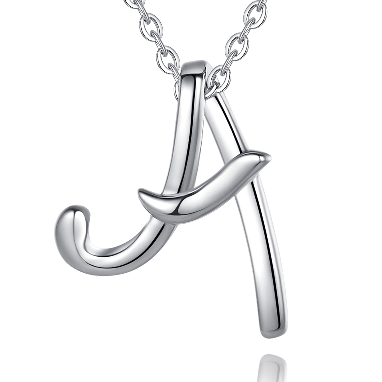 EUDORA Sterling Silver A Initial Necklaces, Script Letter Alphabet ...