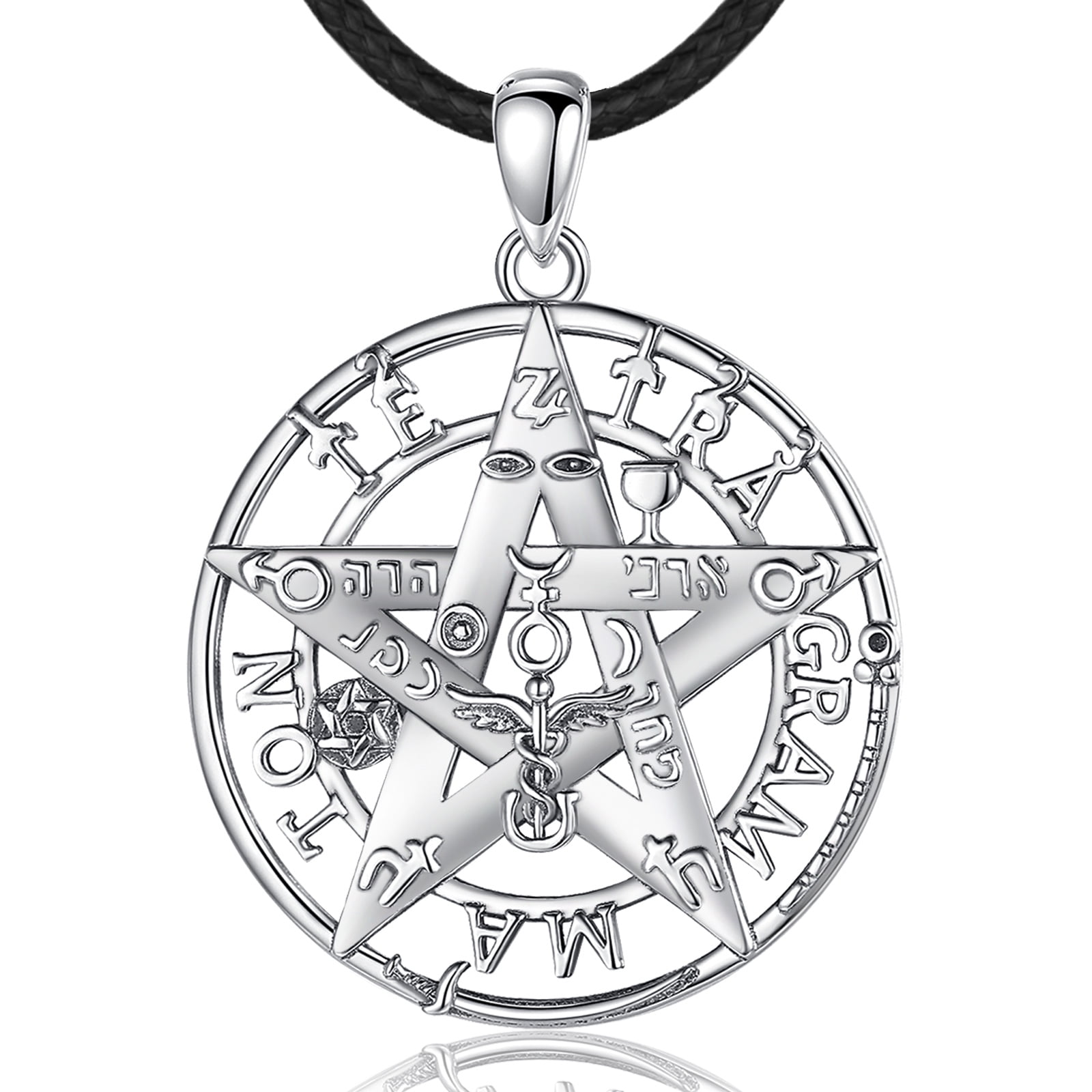 EUDORA Sterling Silver Tetragrammaton Amuleto de Proteccion for Mens ...