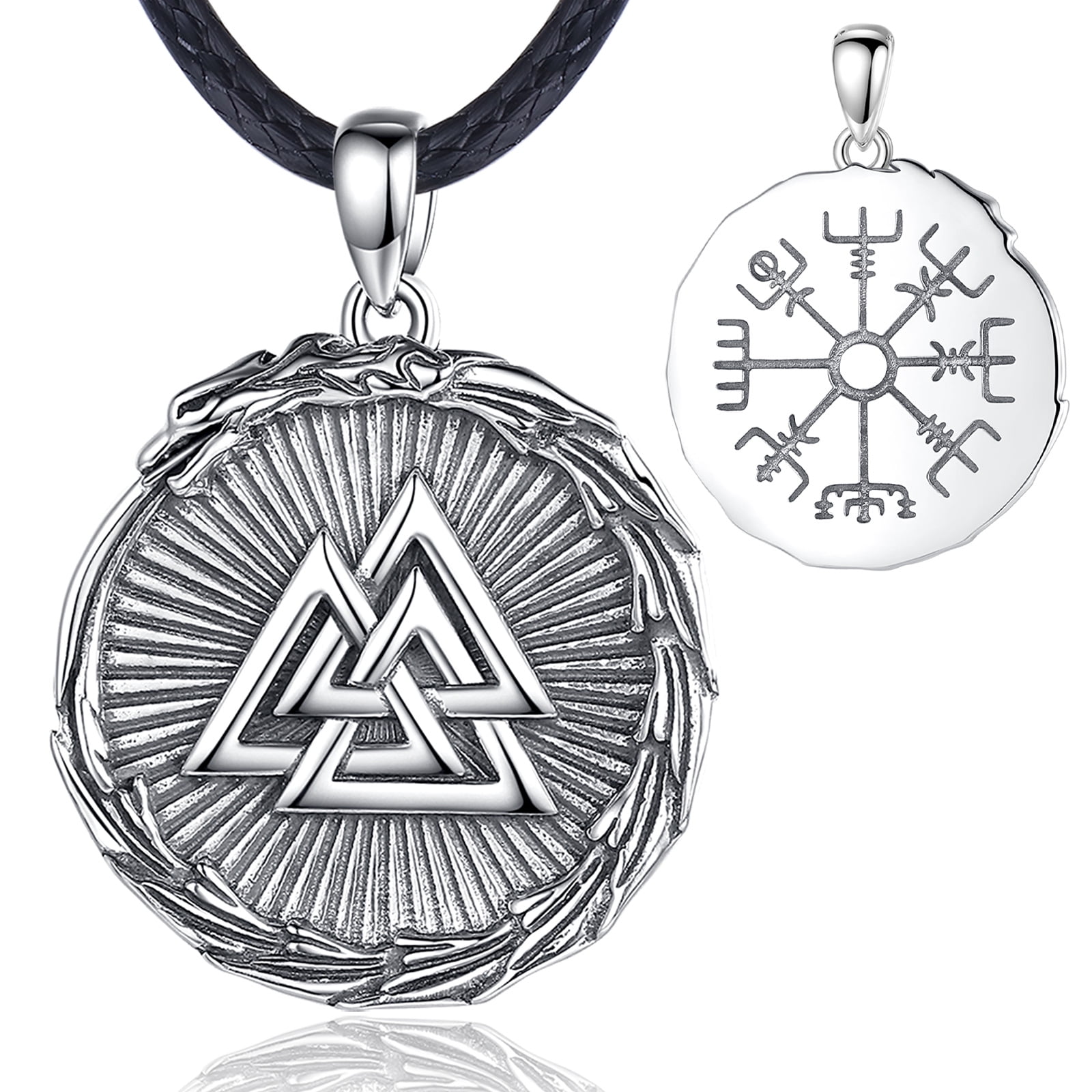 EUDORA Sterling Silver Viking Valknut Necklace for Men, Norse Amulet ...