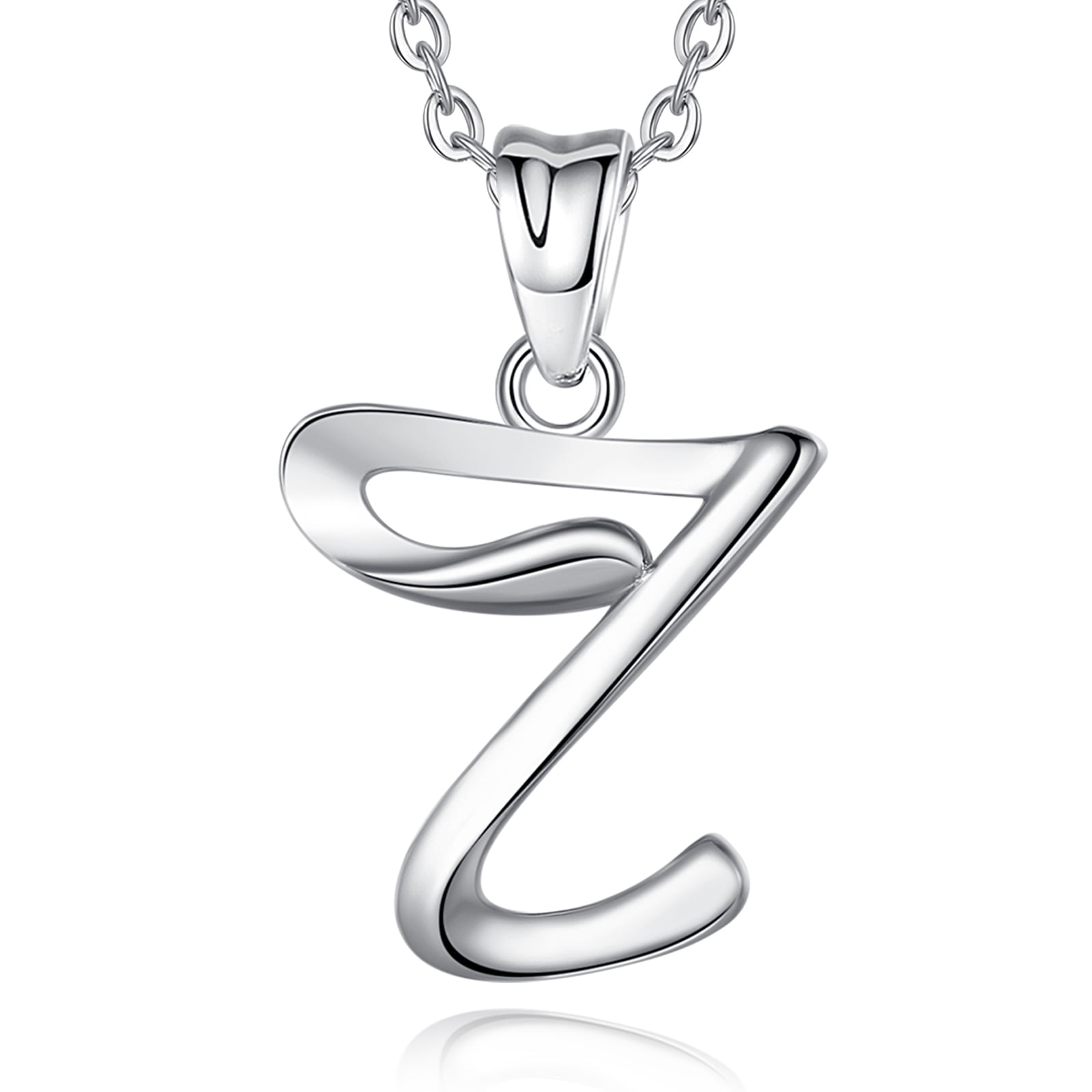 EUDORA Sterling Silver Z Initial Necklaces, Script Letter Alphabet ...