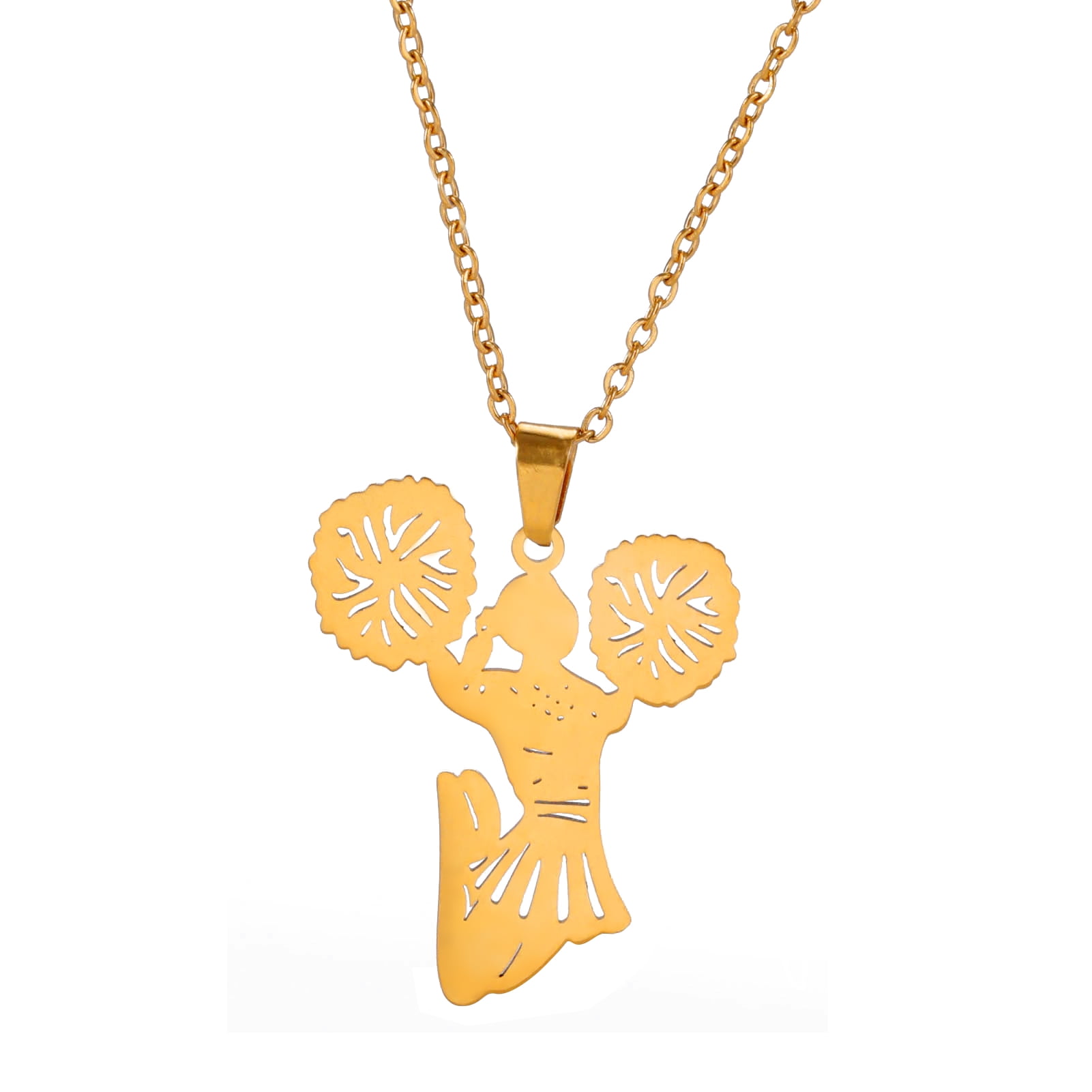 EUEAVAN Cheerleader Necklace for Women Stainless Steel Chain Gold ...