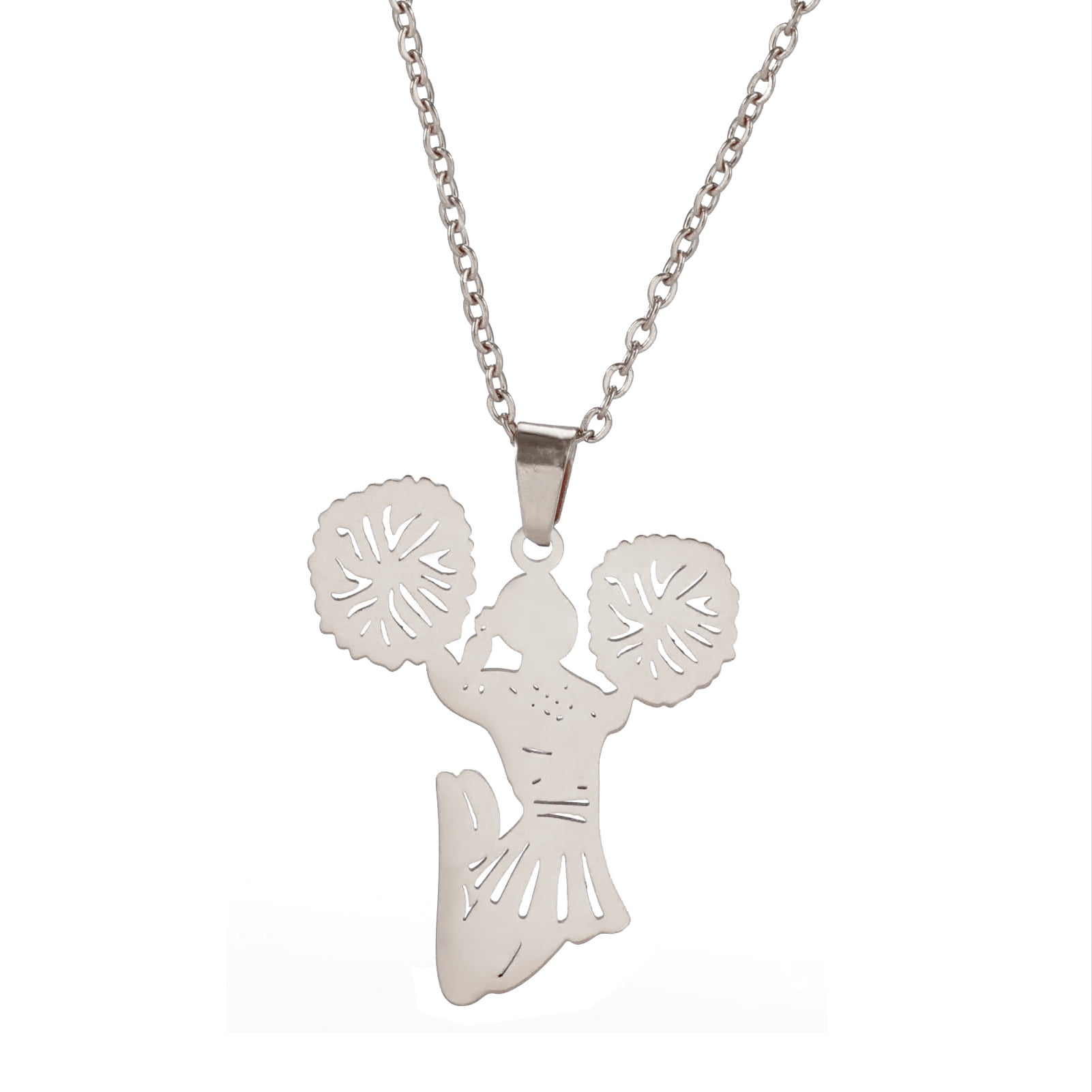 EUEAVAN Cheerleader Pendant Necklace Stainless Steel Link Chain Female ...