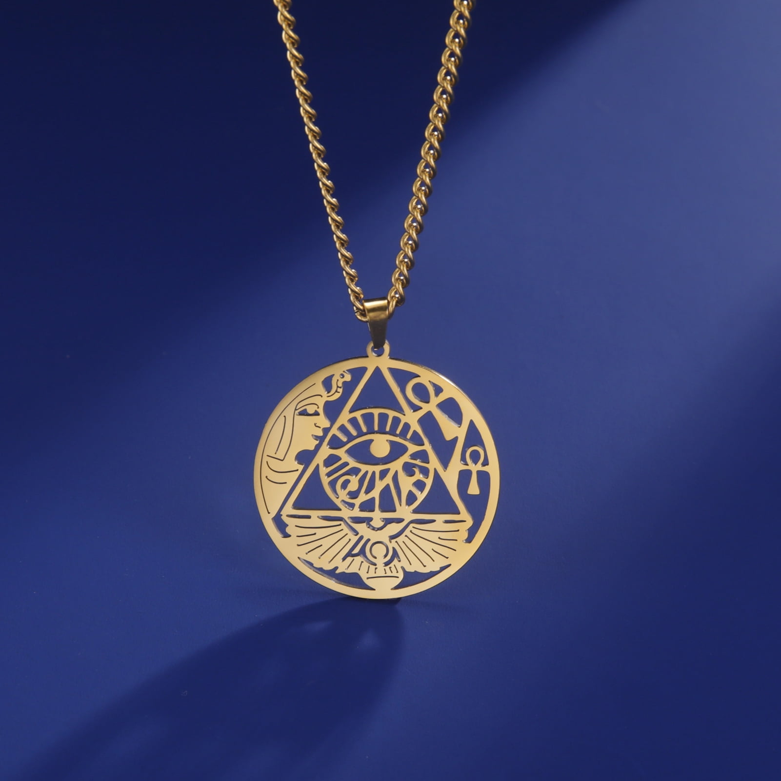 EUEAVAN Gold Eye of Horus Anka Circular Pendant Stainless Steel ...
