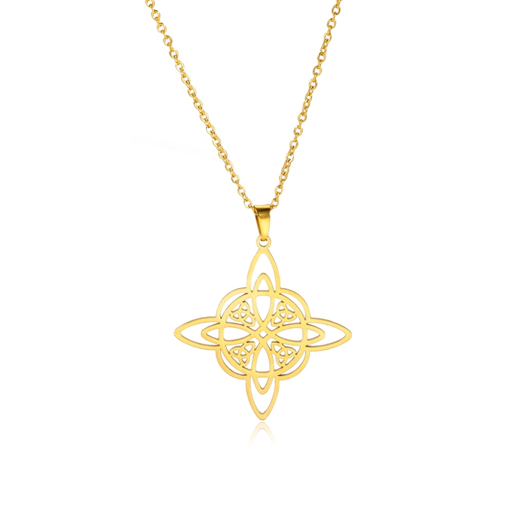EUEAVAN Gold Witches Knot Necklace Stainless Steel Celtics Magic Knot ...