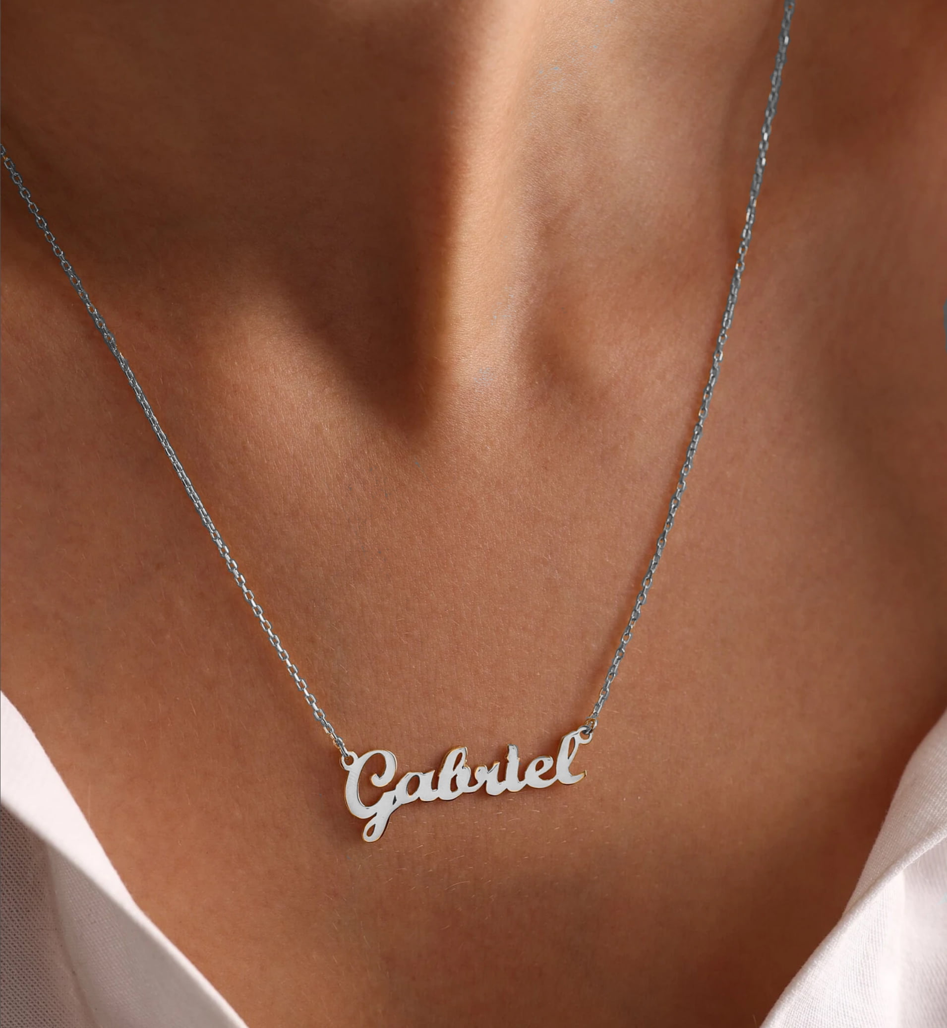 EUEAVAN Personalized Name Necklace Stainless Steel Custom Nameplate ...