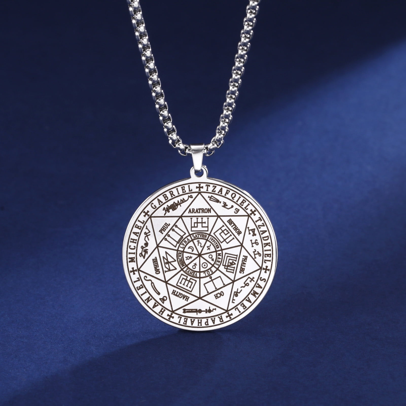 EUEAVAN Seal of Solomon Seven Archangel Necklace Stainless Steel Saint ...