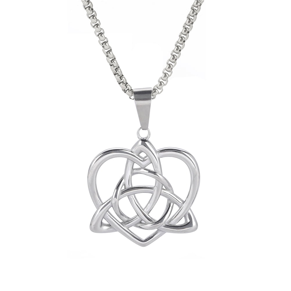 EUEAVAN Silver Celtic Knot Pendant Necklace Amulet Stainless Steel Box ...