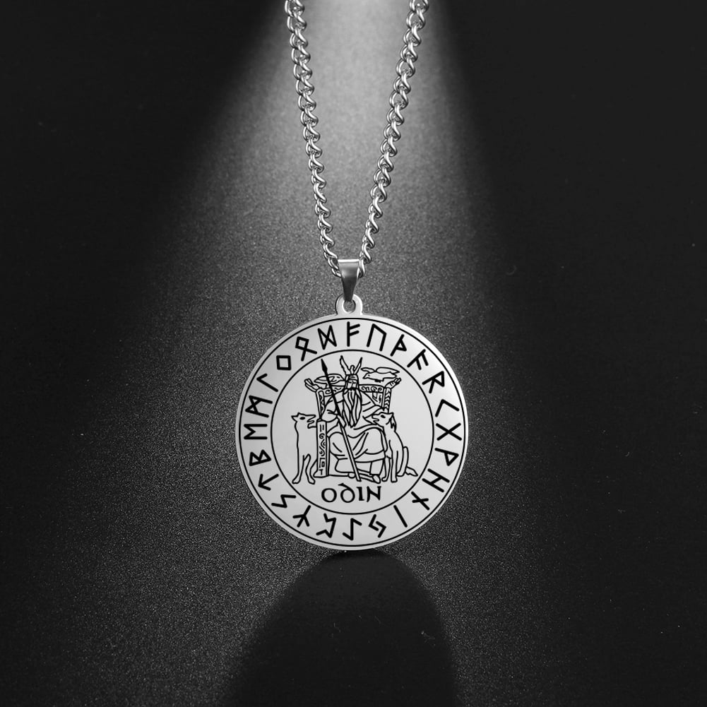 EUEAVAN Silver Viking Runes Odin Stainless Steel Necklace Vintage Jewelry - Walmart.com