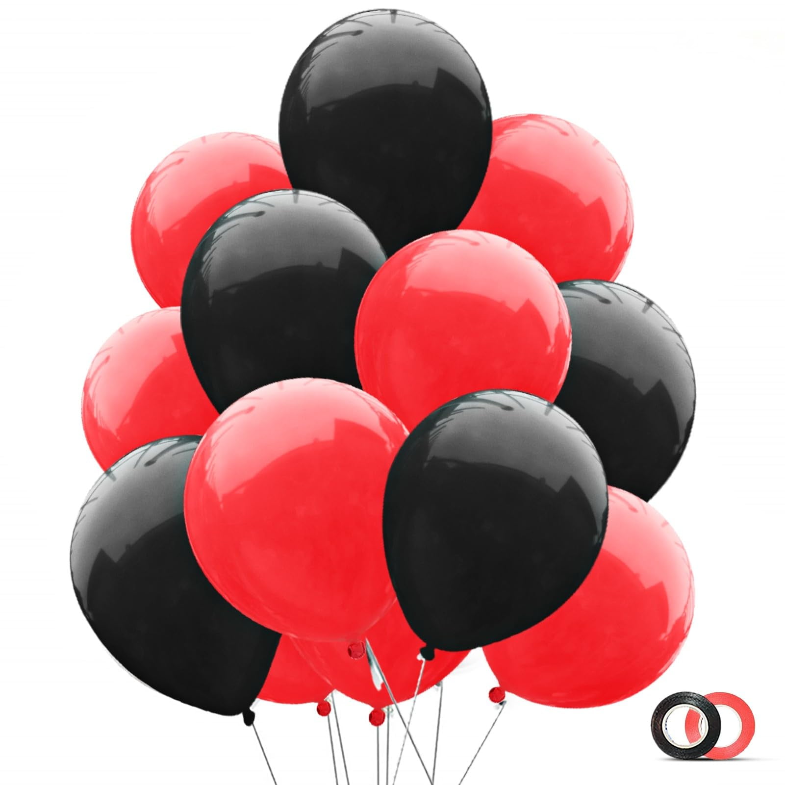 EUFARS Party Balloons Pack of 100-12inch BSL1 Red and Black Balloons for Birthday Red and Black ...