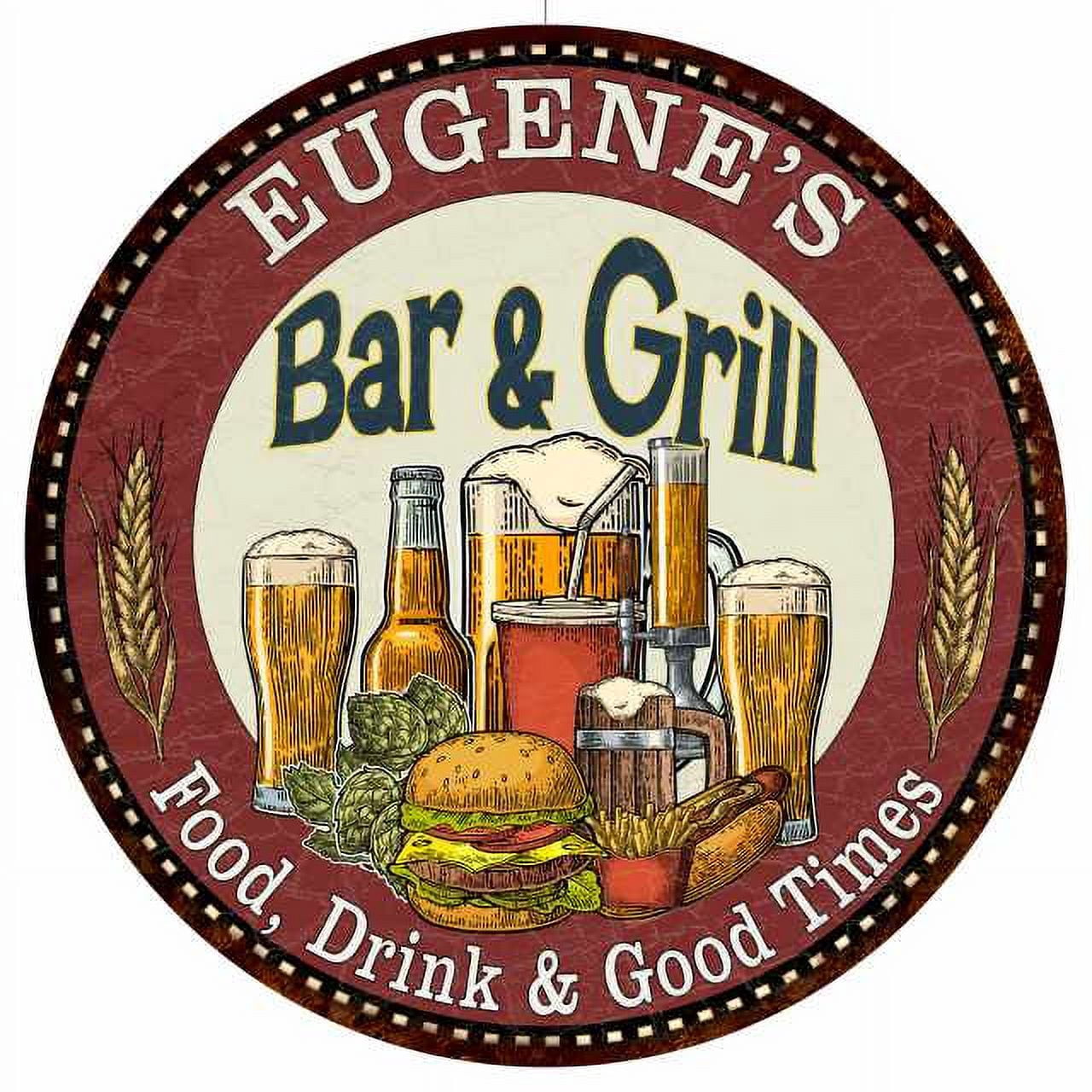 EUGENE'S Bar and Grill 14" Round Metal Sign Kitchen Wall Decor ...