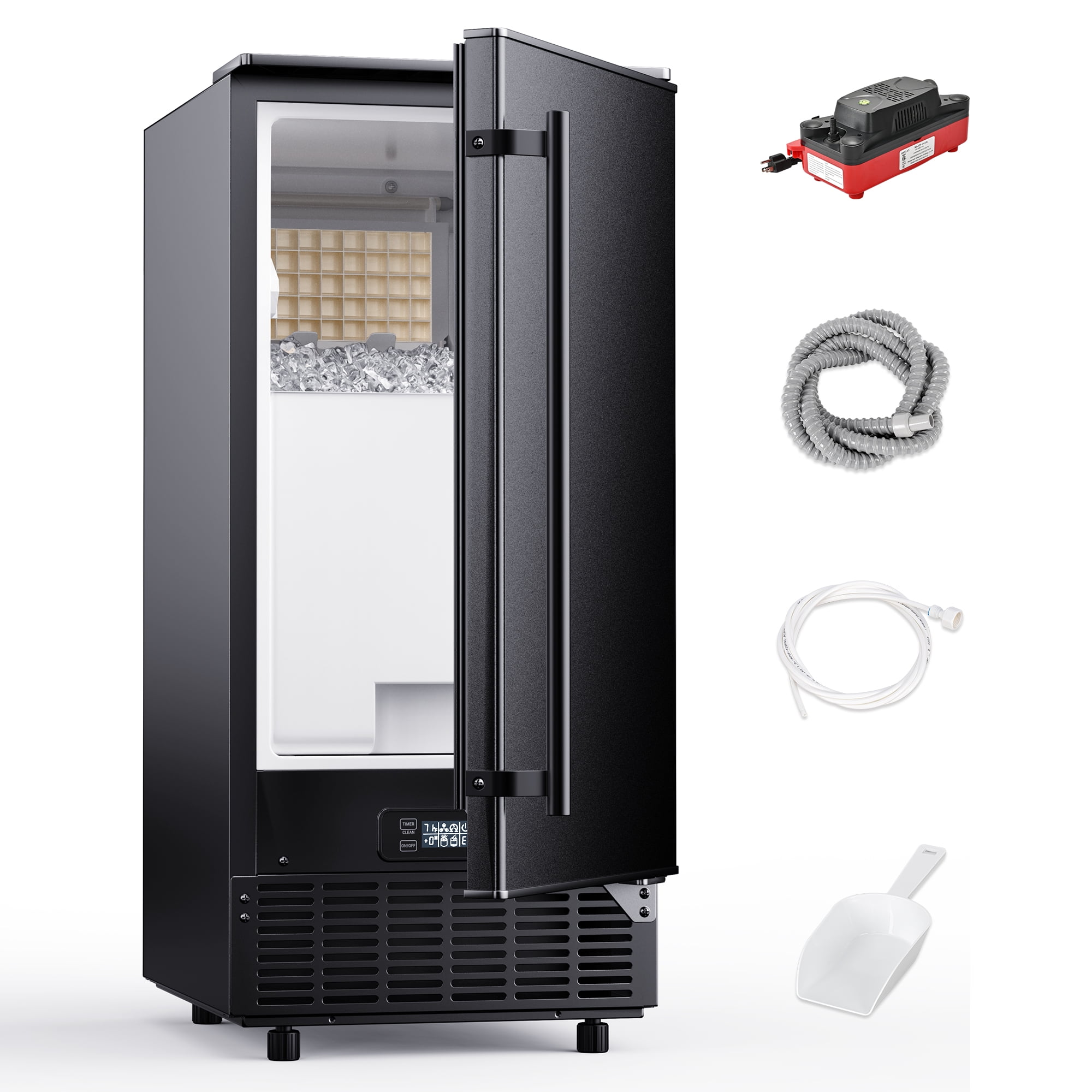EUHOMY 80lbs Under Counter Ice Maker, Built-In Commercial Cube Ice ...