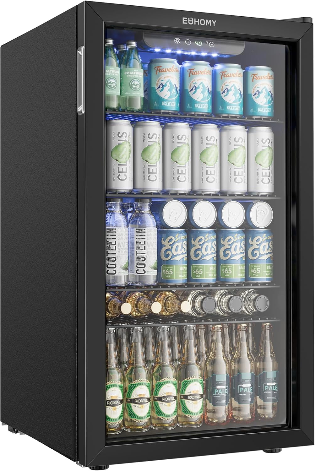 EUHOMY Beverage Refrigerator and Cooler, 128 Can Mini fridge with Glass ...