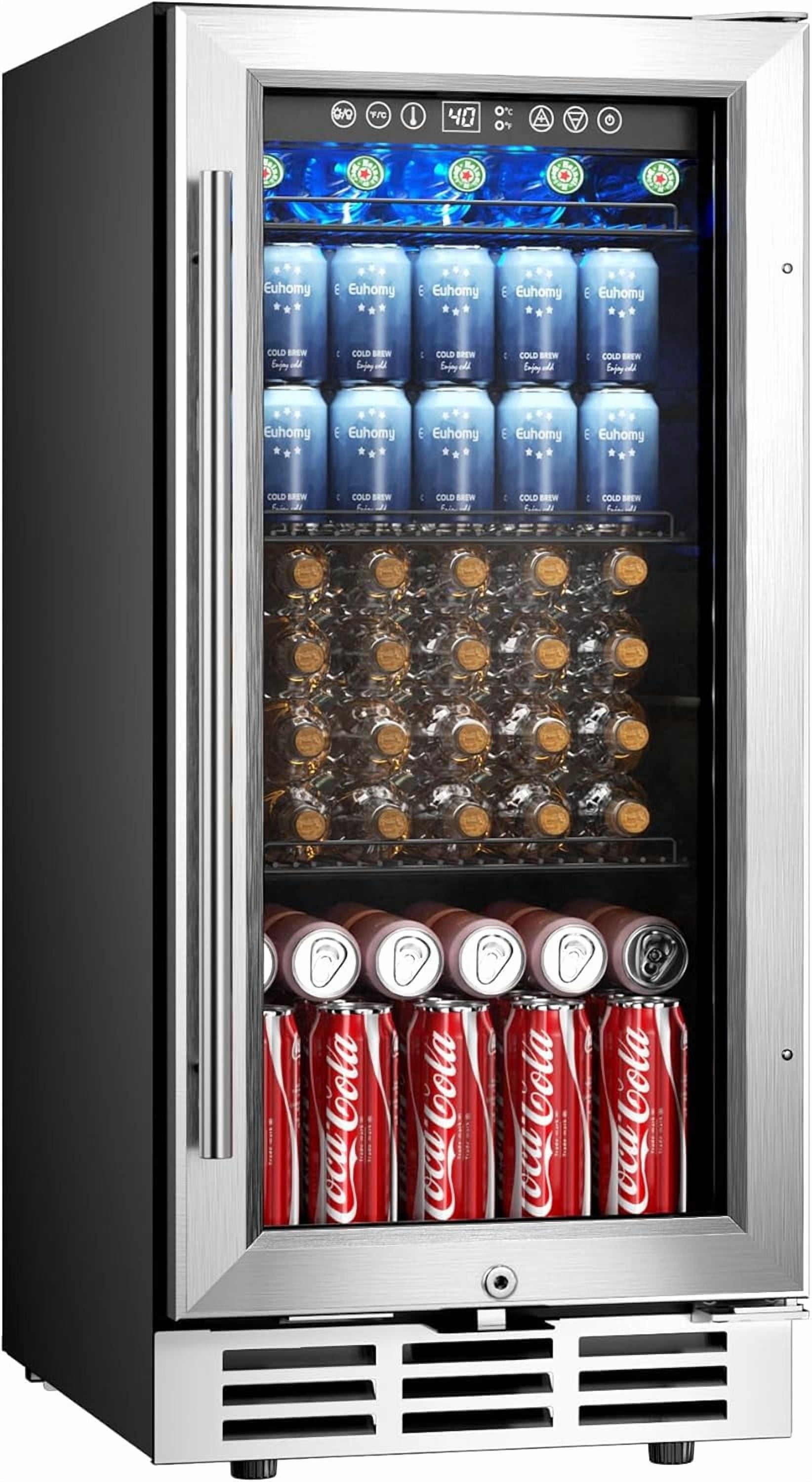 EUHOMY Beverage Refrigerator Cooler Under Counter 126 Cans Beverage ...