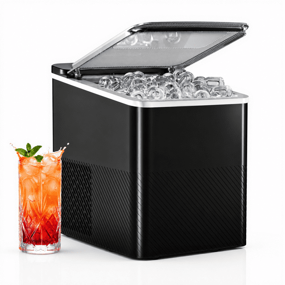 EUHOMY Countertop Ice Maker, 2-Size Bullet Ice, 26.5 Lbs/24H, Portable ...