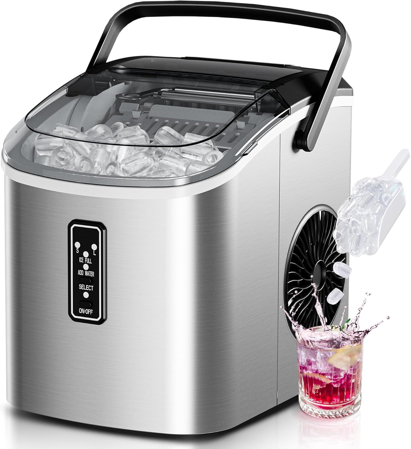 EUHOMY Ice Maker Countertop, 9 Cubes Rea-dy in 6 Mins, 26lbs/24H, Self ...
