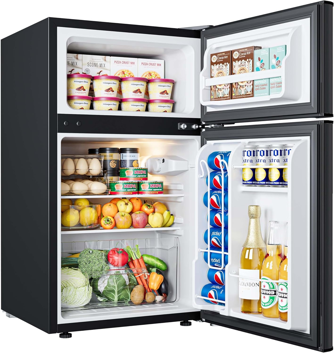EUHOMY Mini Fridge with Freezer, 3.2 Cu.Ft Compact Refrigerator with ...