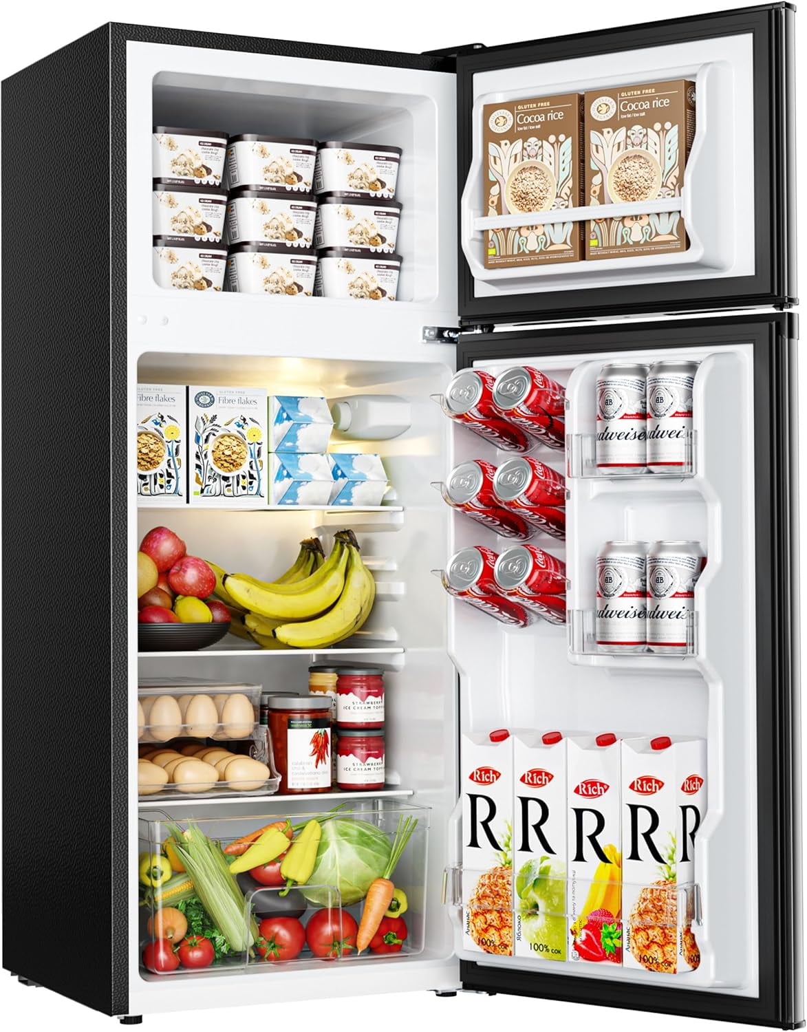 EUHOMY Mini Fridge with Freezer, 4.0 Cu.Ft Mini Refrigerator fridge, 2 ...
