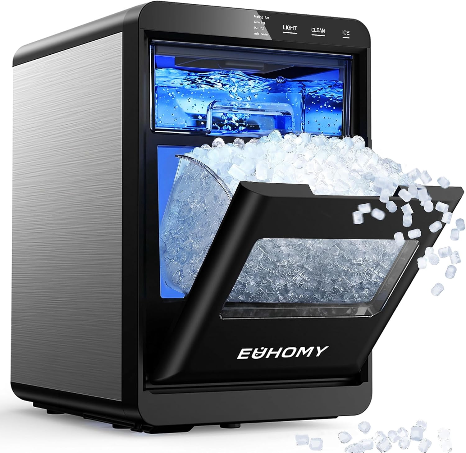 EUHOMY Nugget Ice Maker Countertop, 40Lbs/24H Pebble Ice Maker Machine ...