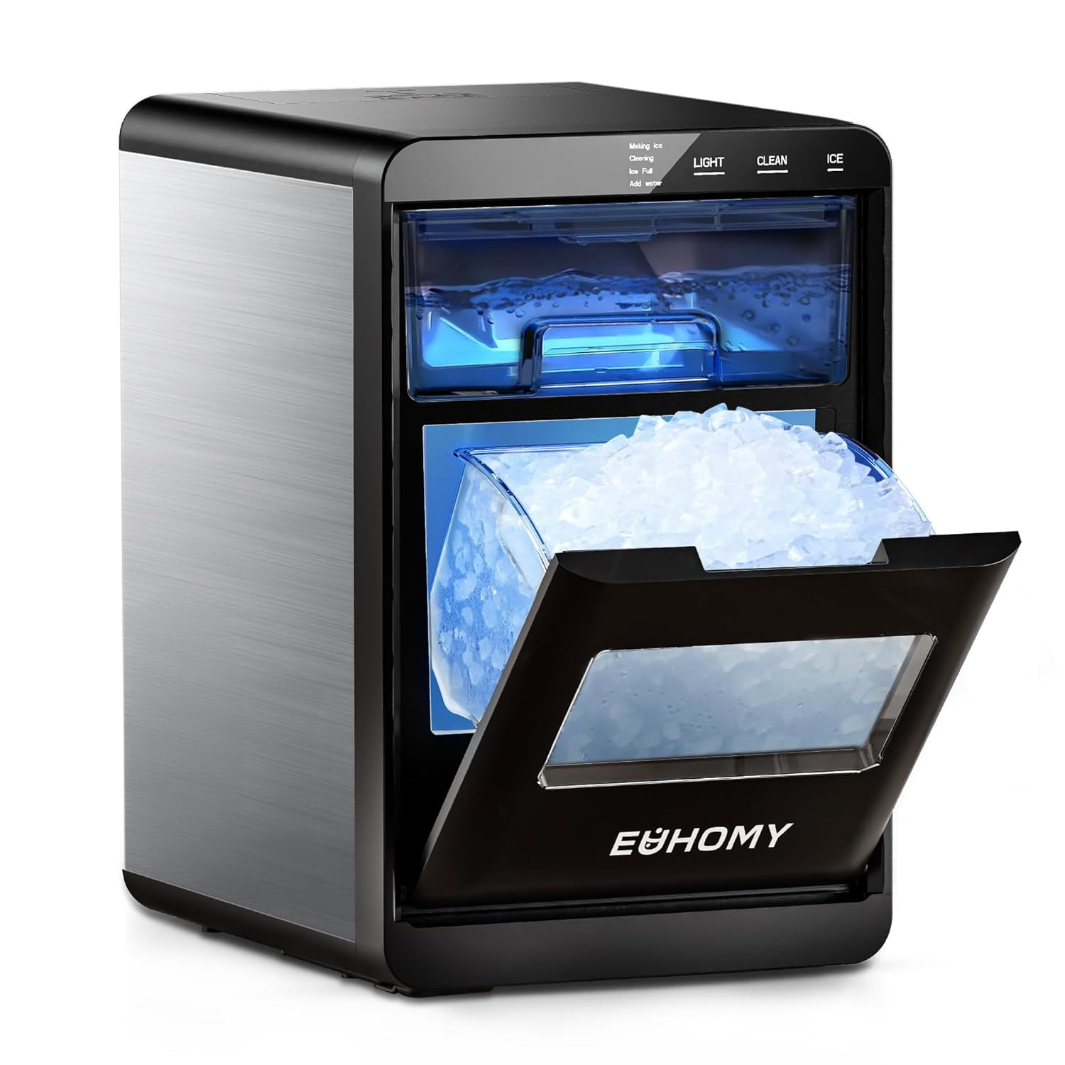 EUHOMY Nugget Ice Maker Countertop, 44Lbs/24H Pebble Ice Maker Machine ...