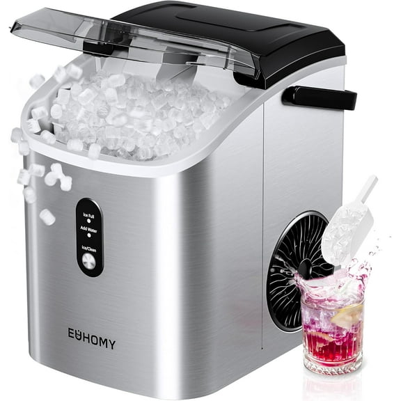 Nugt Ice Maker Countertop with Soft Chewable Ice, Portable Sonic Basket ...