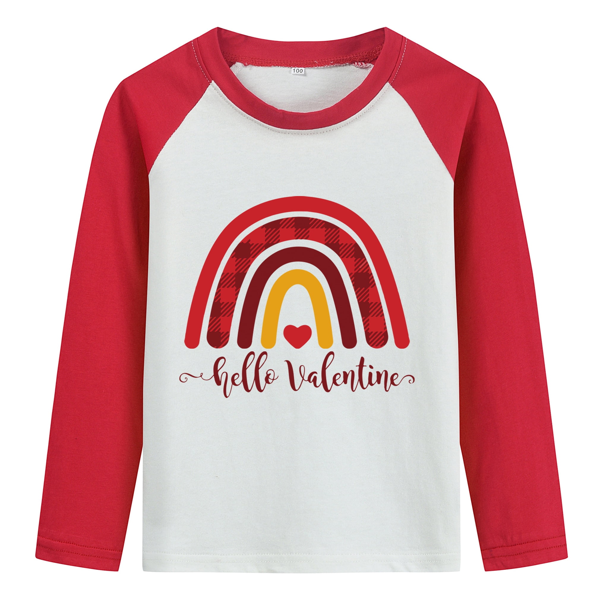 EULLA Valentines Day Boys Girls Shirts Long Sleeve Tops Cotton Graphic ...