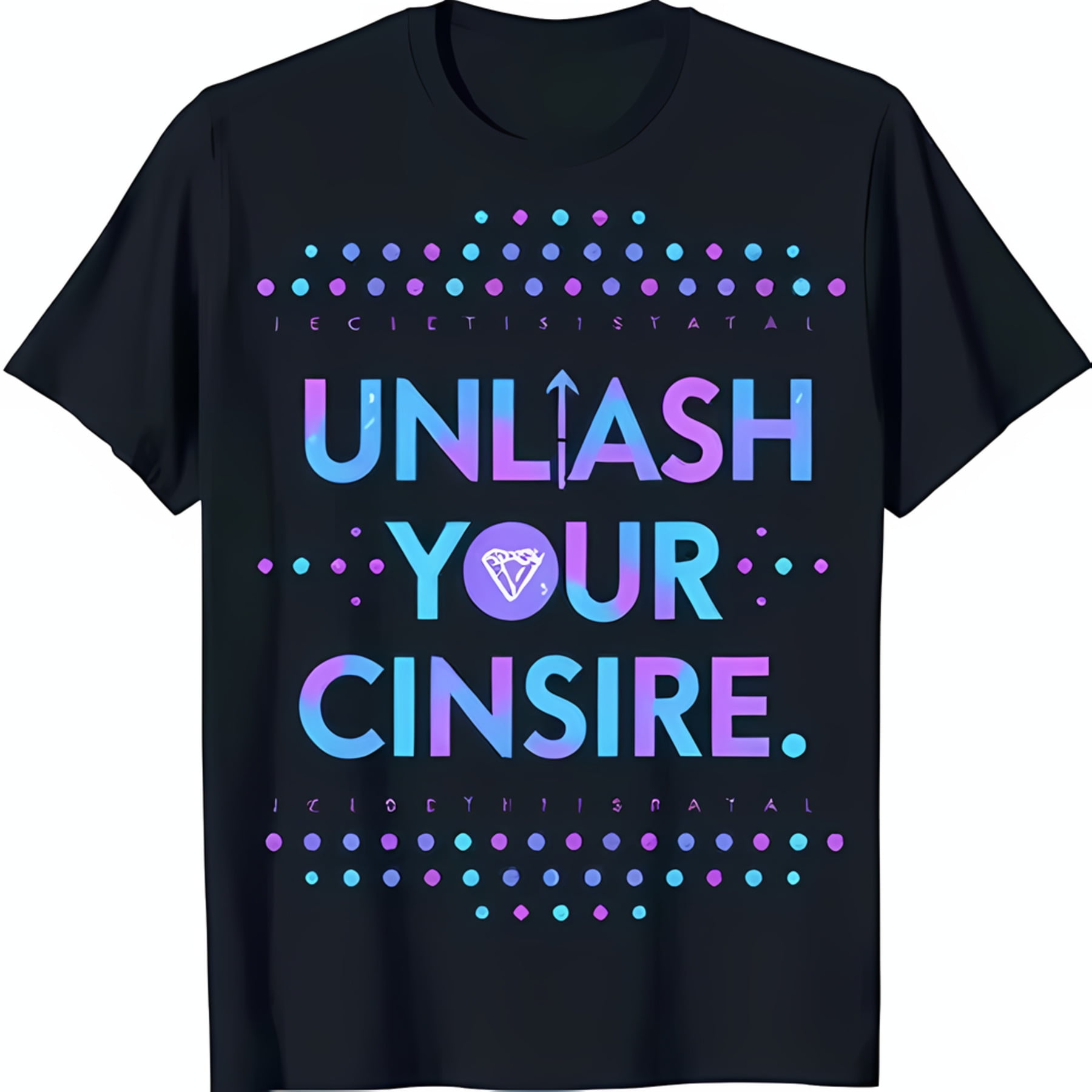 Colorful Graphic Black T-Shirt UNLASH YOUR CINSIRE Design with Gradient ...