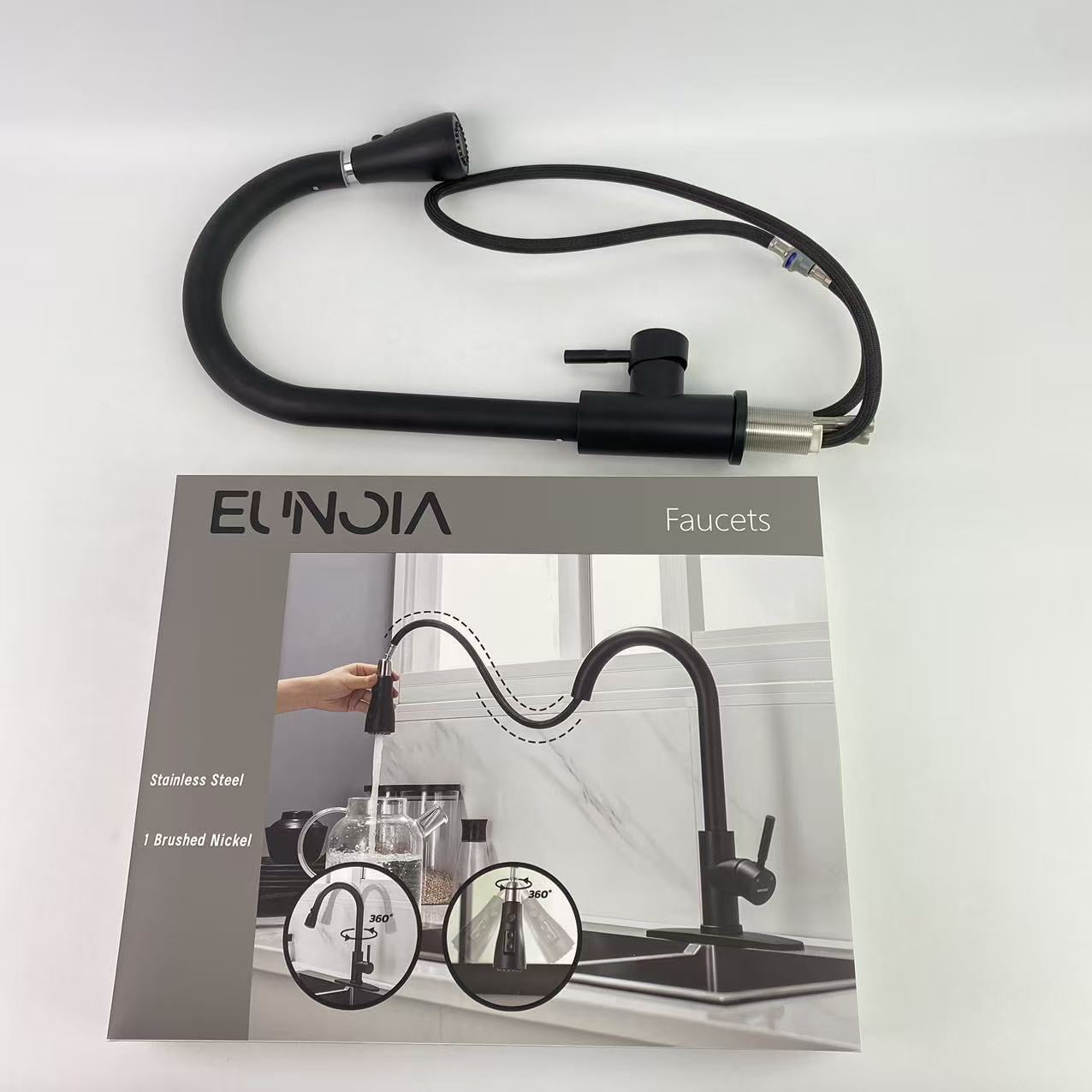 EUNOIA Faucets,Black Kitchen Faucets, Kitchen Faucet with Pull Down ...