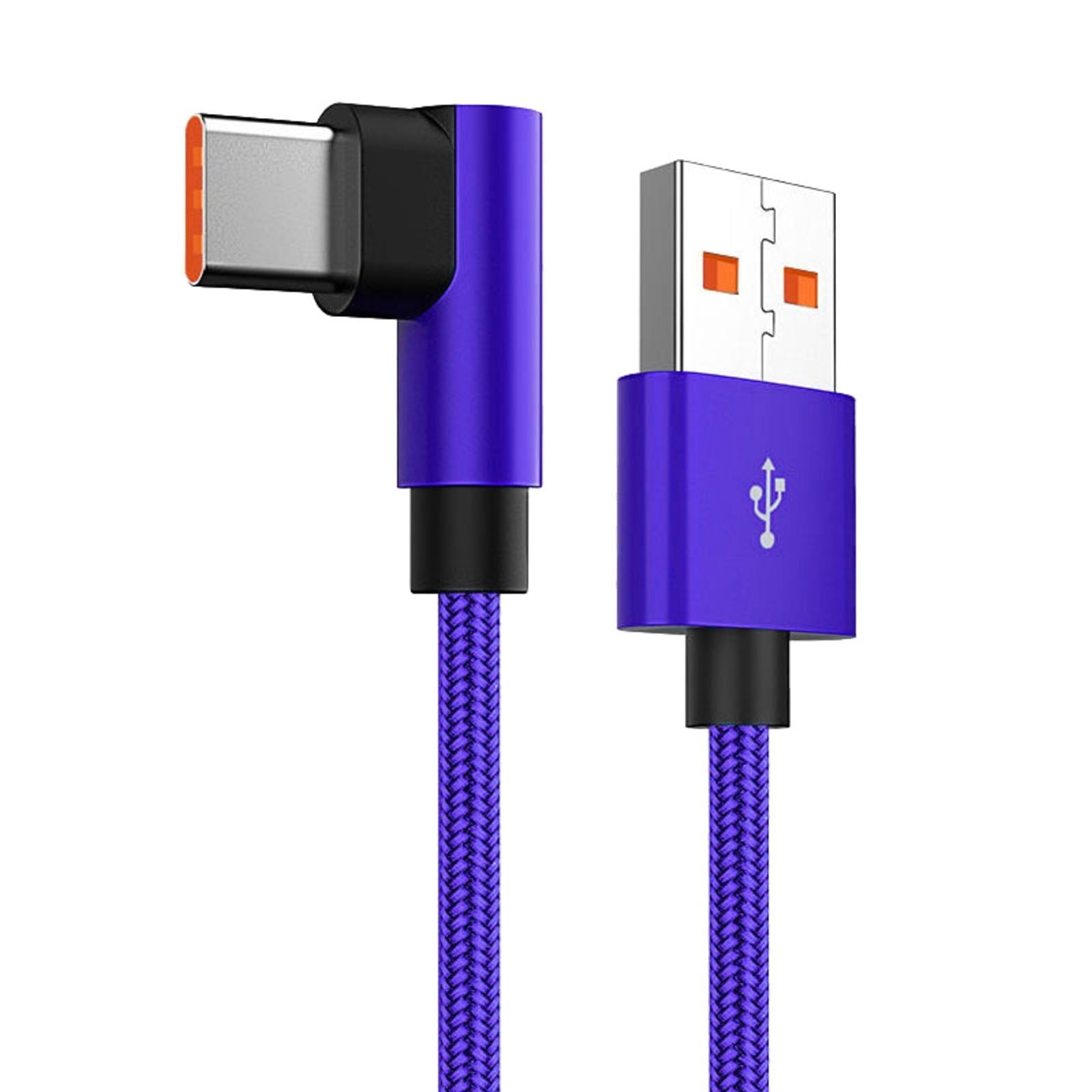 EUNPOIE USB C Cable Right Angle 90° Elbow Nylon Braided USB A To C 66W ...