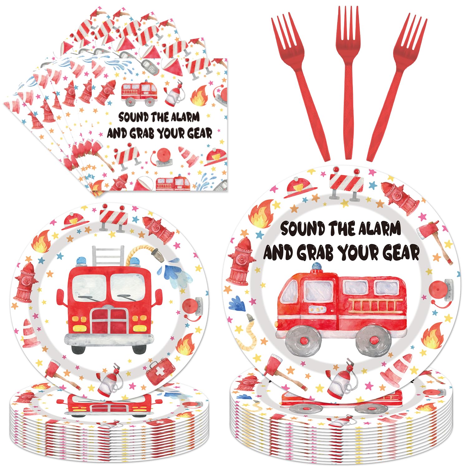 EUOYUFO Firetruck Birthday Party Decorations - AFN196PCS Fire Truck ...