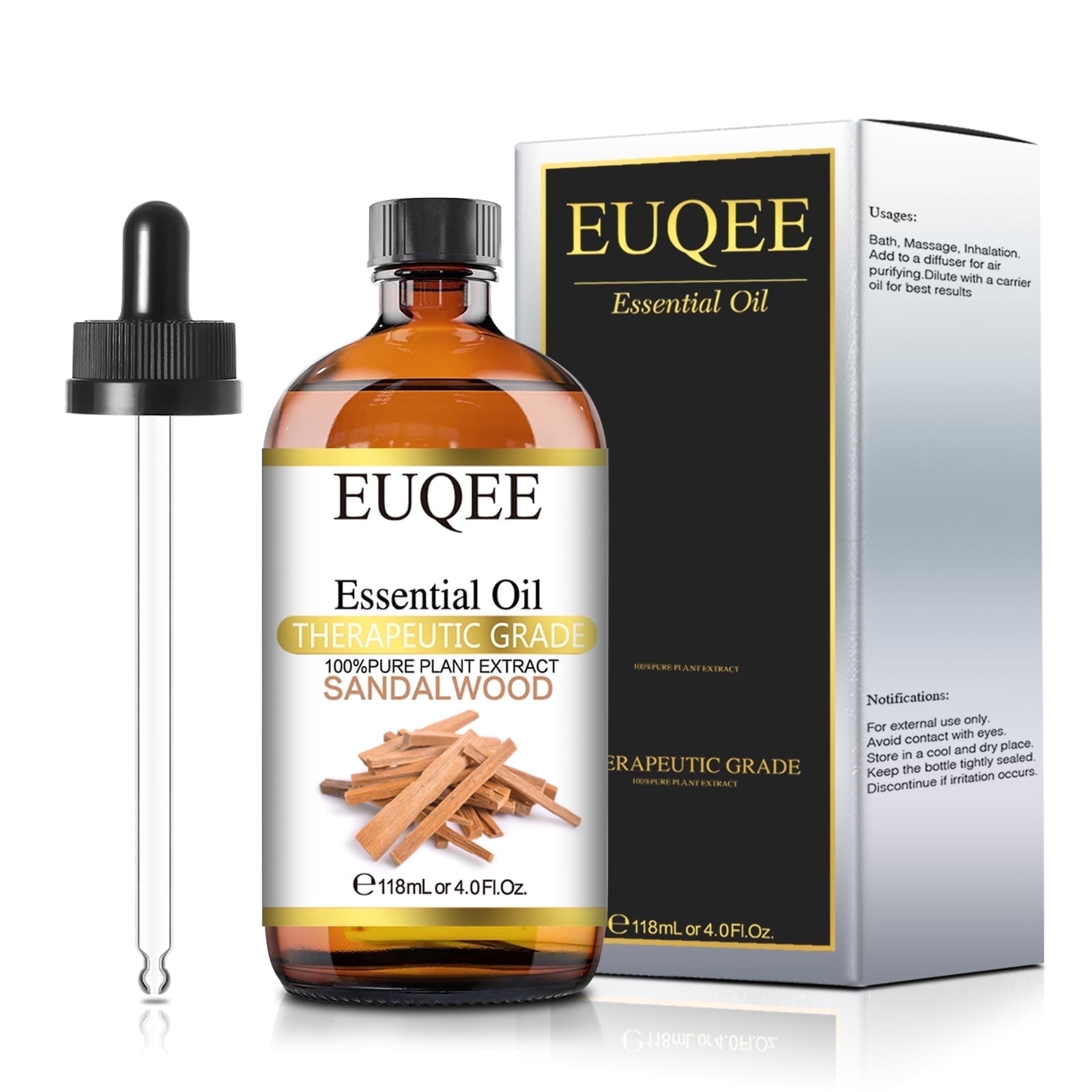 EUQEE Sandalwood Essential Oil 118 ml Therapeutic Grade Essential Oil ...