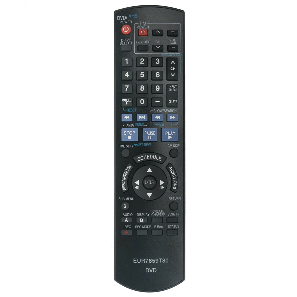 EUR7659T80 Replacement Remote Fit for Panasonic DVD Recorder DMR-EZ47V ...