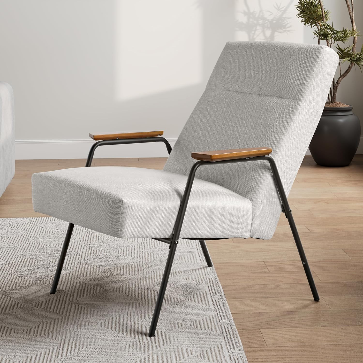 EUREKA ERGONOMIC Accent Chair, Mid Century Modern Accent Chair with Wooden Arms Metal Frame ...