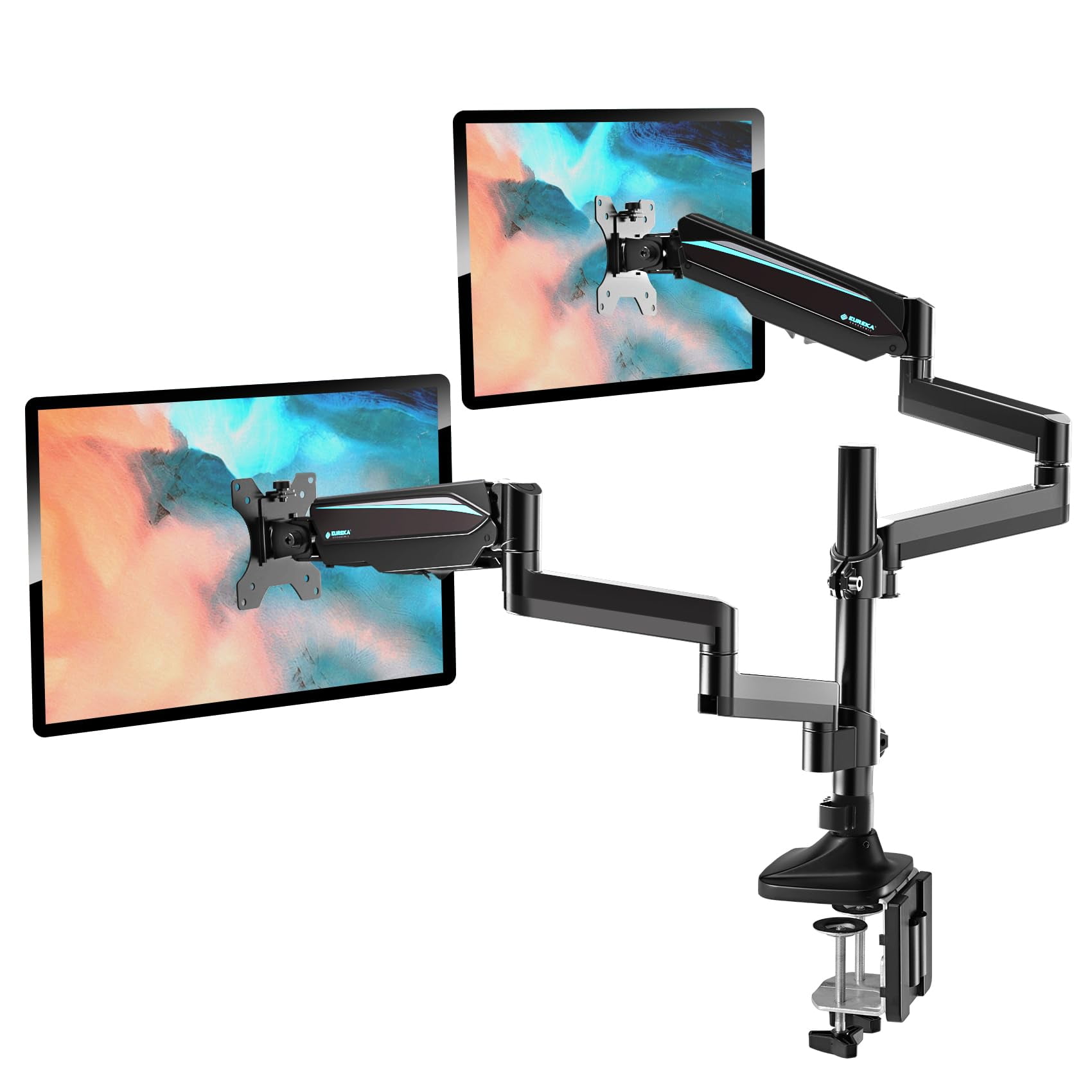 EUREKA ERGONOMIC Dual Monitor Stand, Fully Adjustable Gas Spring Double ...
