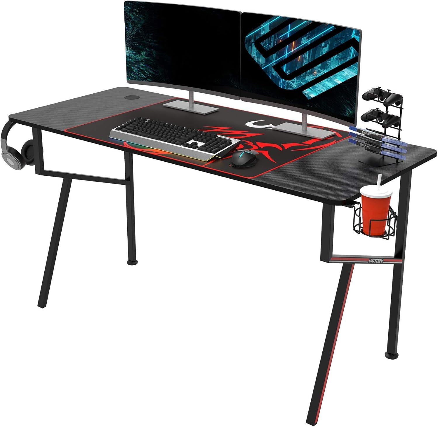 EUREKA ERGONOMIC Gaming Desk 55 inch, Professional Gaming Table Gamer ...