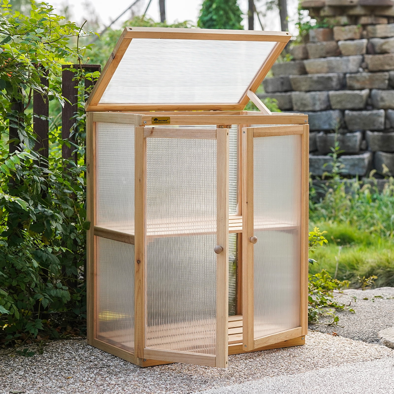 EURO SAKURA Wood Cold Frame Raised Planter Greenhouse Bed, Indoor ...