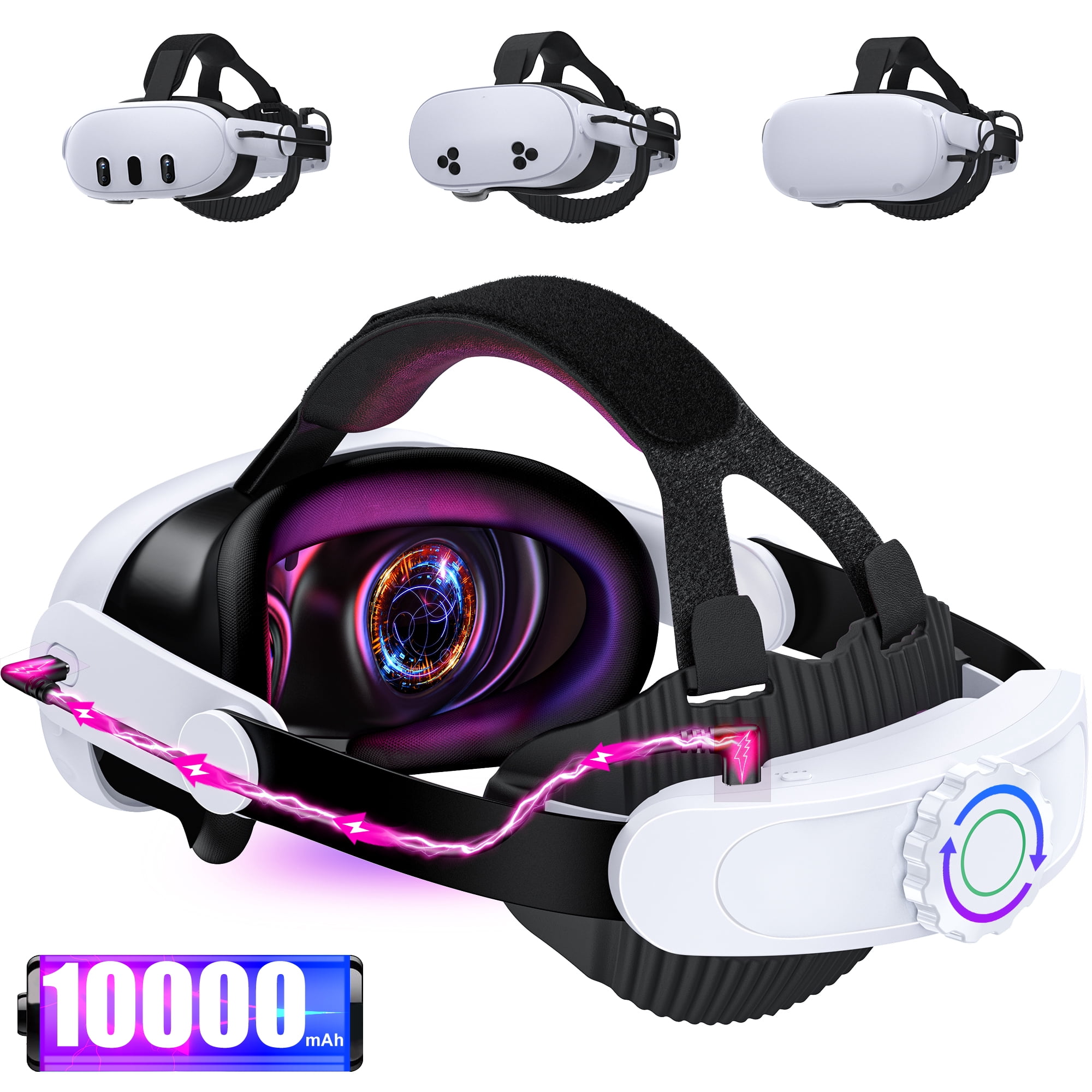EUROA VR Head Strap for Meta Quest 3/3S/2 with 8000mAh Battery ...