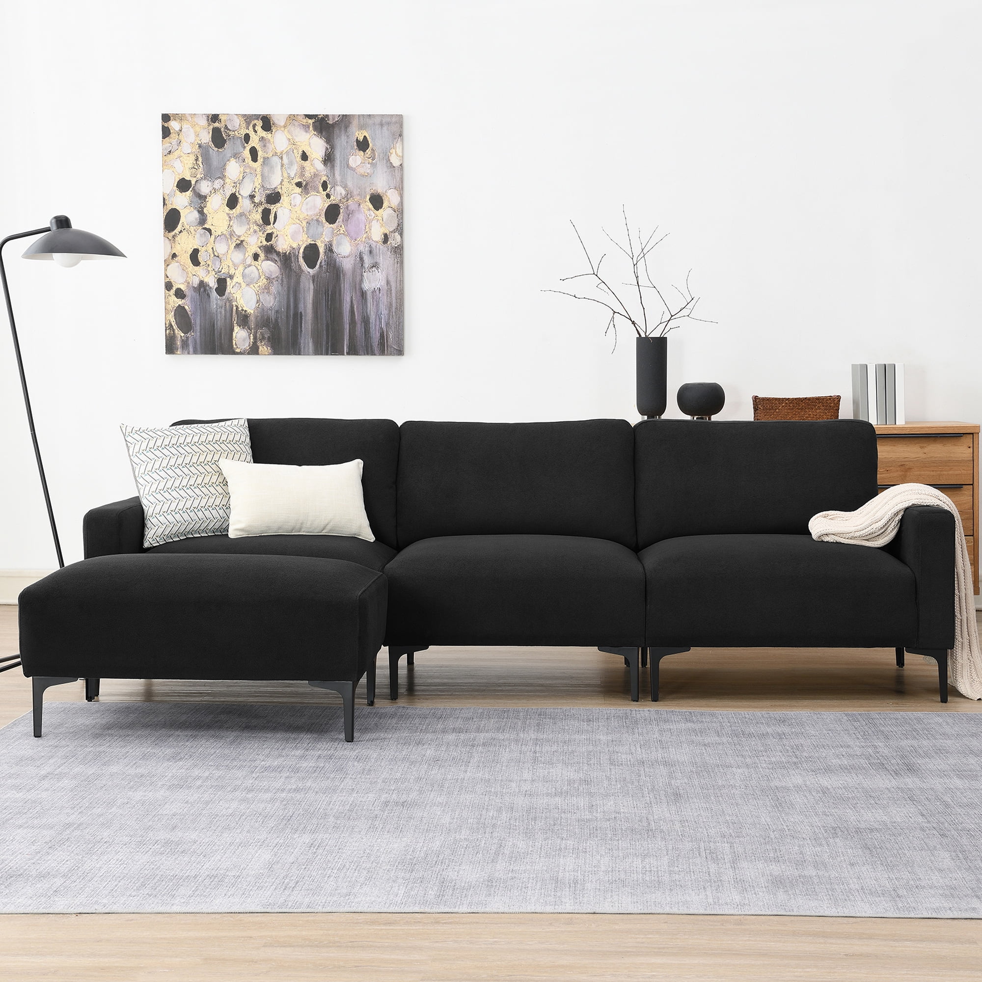EUROCO 103.5" Modern L-shaped Combinable Sectional Sofa, 4-seat Velvet ...