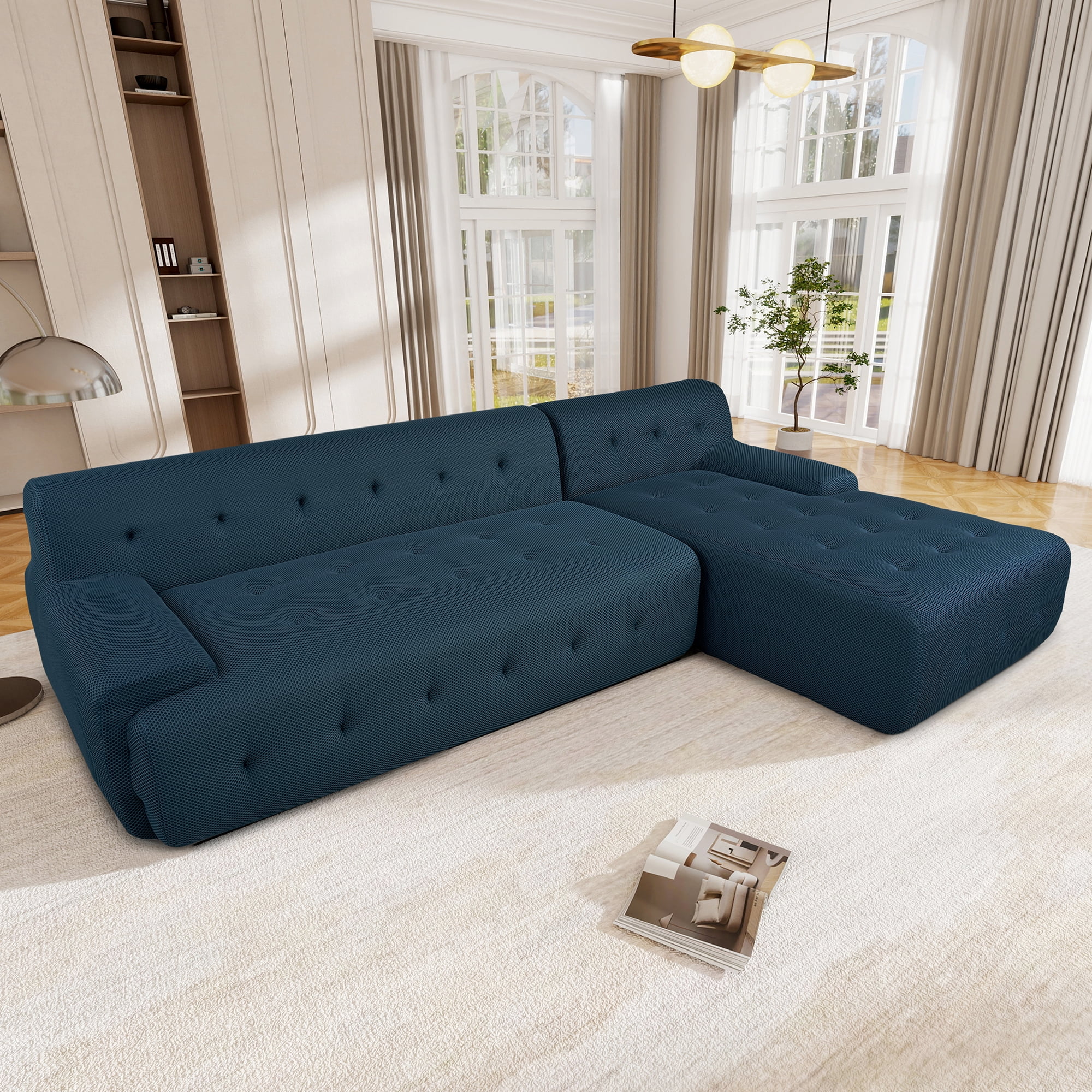 EUROCO 107" 3-Seat Sectional Sofa,2PS Modular Sofa Bed Set with Elastic ...